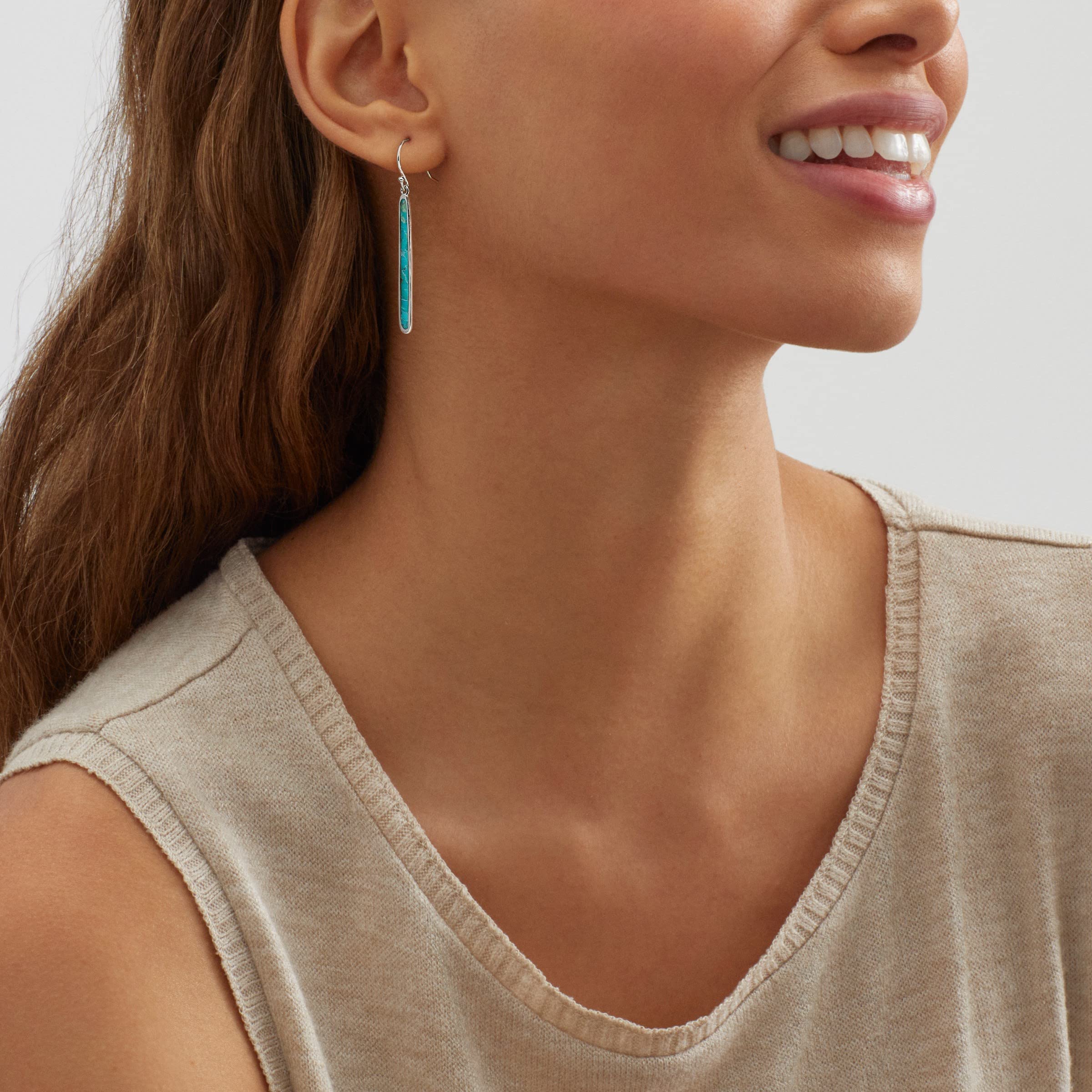 Silpada 'Turquoise Drop' Compressed Turquoise Drop Earrings in Sterling Silver