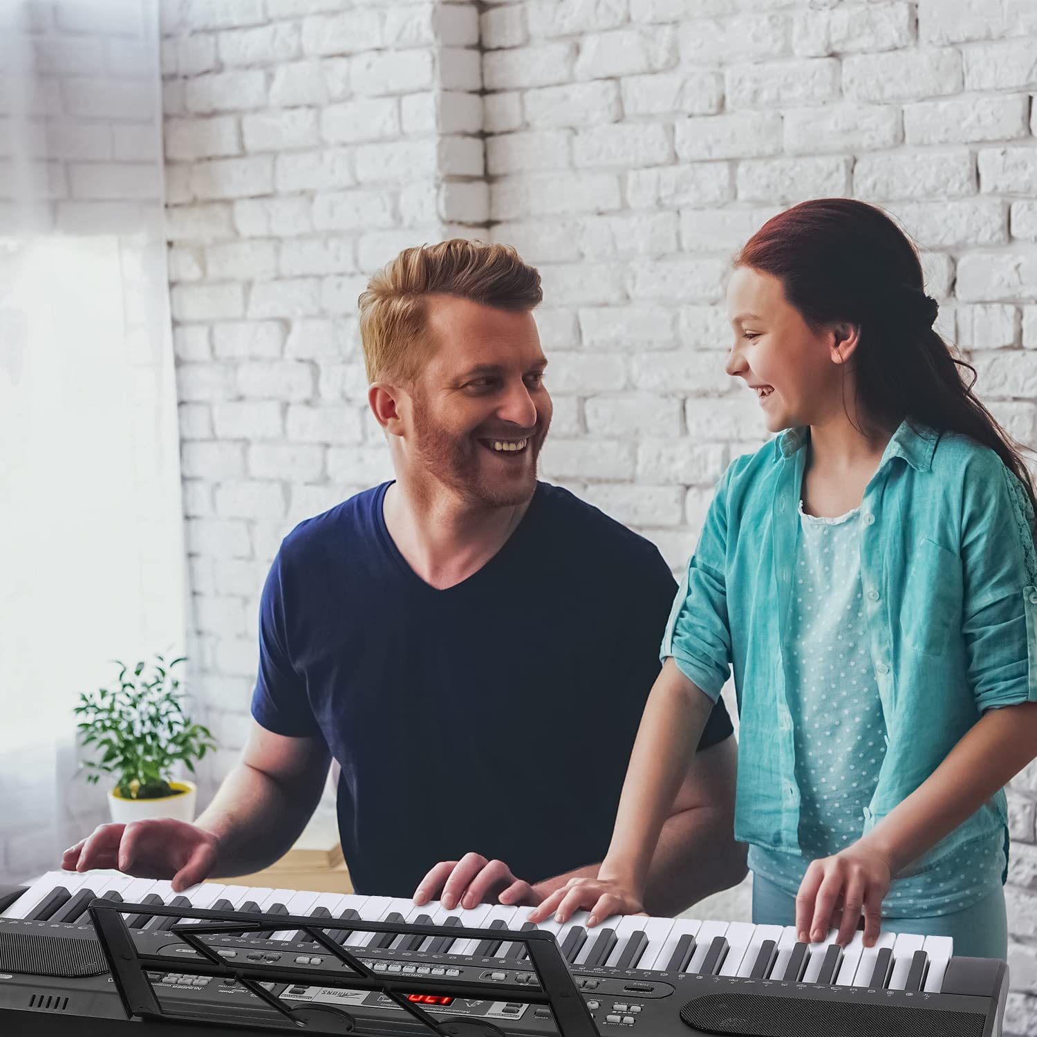 ZHRUNS Electric Keyboard Piano 61-Key, Multifunctional Musical Piano Keyboard Portable with Headphone Jack & Microphone,USB MP3 Play, Dual Power Supply,Music Sheet Stand for Beginners/Adults