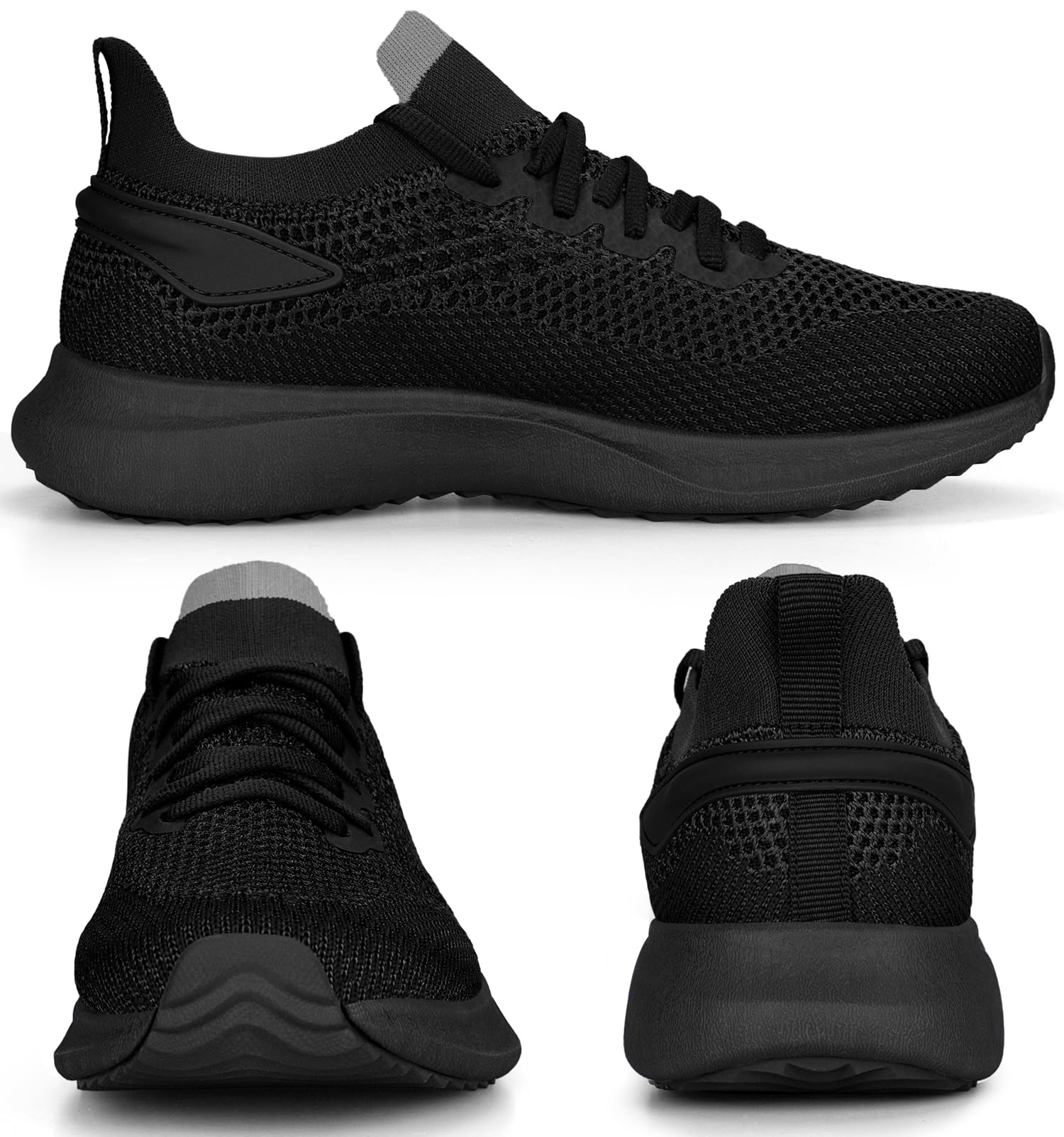 Womens Sneakers Walking Shoes Slip on Tennis Casual Athletic Memory Foam Lightweight Gym Work Shoe All Black Size 8