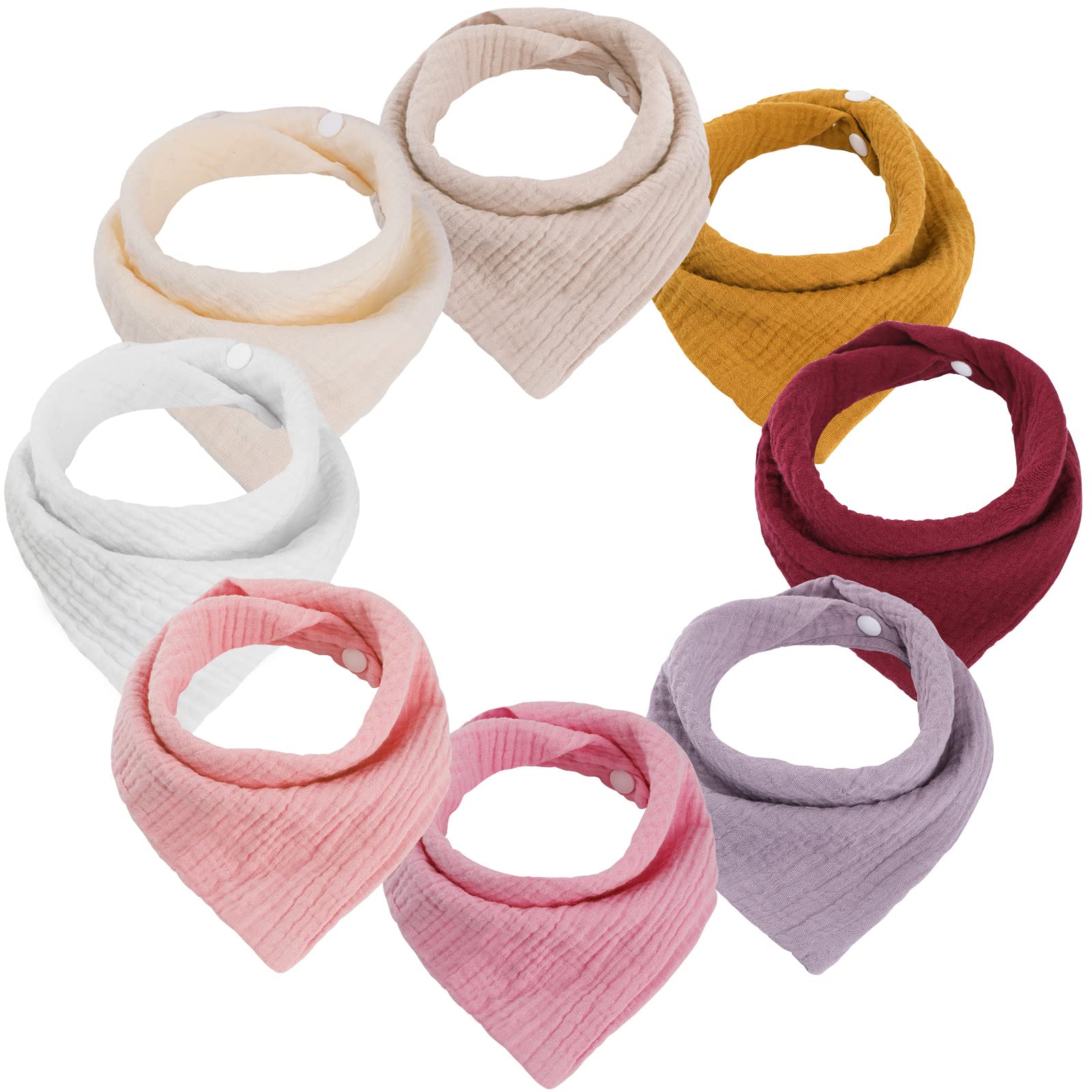 WD&CD Muslin Baby Bibs 10 Pack Baby Bandana Drool Bibs Cotton Absorbent Bandana Bibs Set for Unisex Boys Girls, Pink