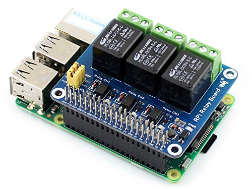 waveshare RPi Relay Board Raspberry Pi Expansion Board, Three Channel (3-CH) Power Relay Module for Raspberry Pi 4B/3B+/3B/2B/A+/B+, Loads up to 5A 250V AC or 5A 30V DC