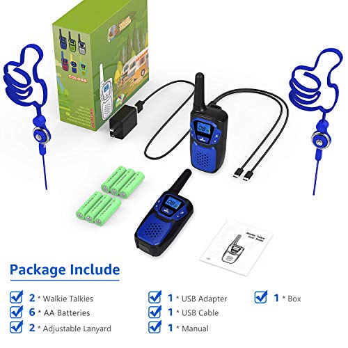 Topsung Walkie Talkies for Adult, Easy to Use Rechargeable Long Range Walky Talky Handheld Two Way Radio with NOAA for Hiking Camping(Blue 2 Pack)