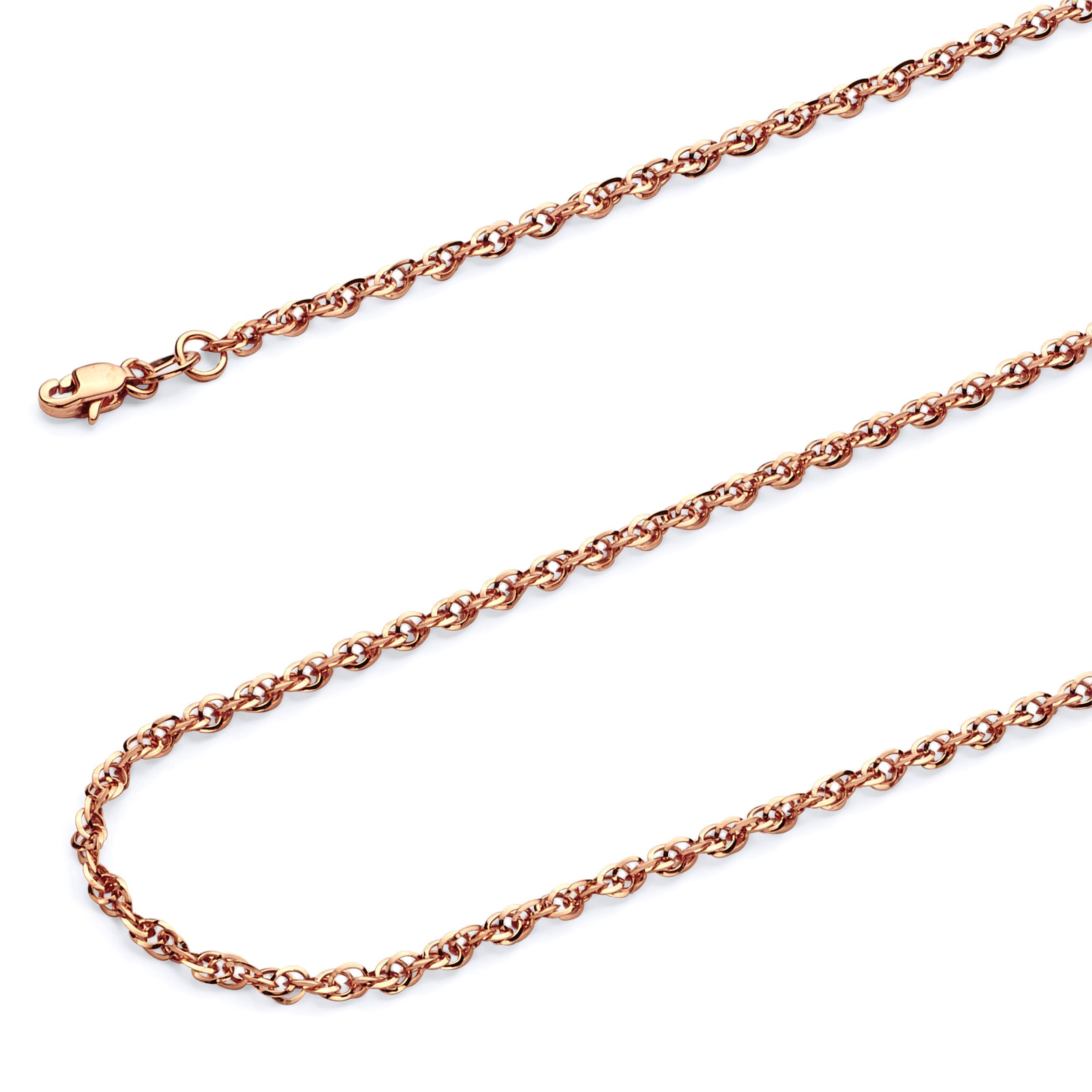 Wellingsale 14k Rose Gold 2mm 14k Rose Gold Double Link HOLLOW Rope Chain Necklace - 16"