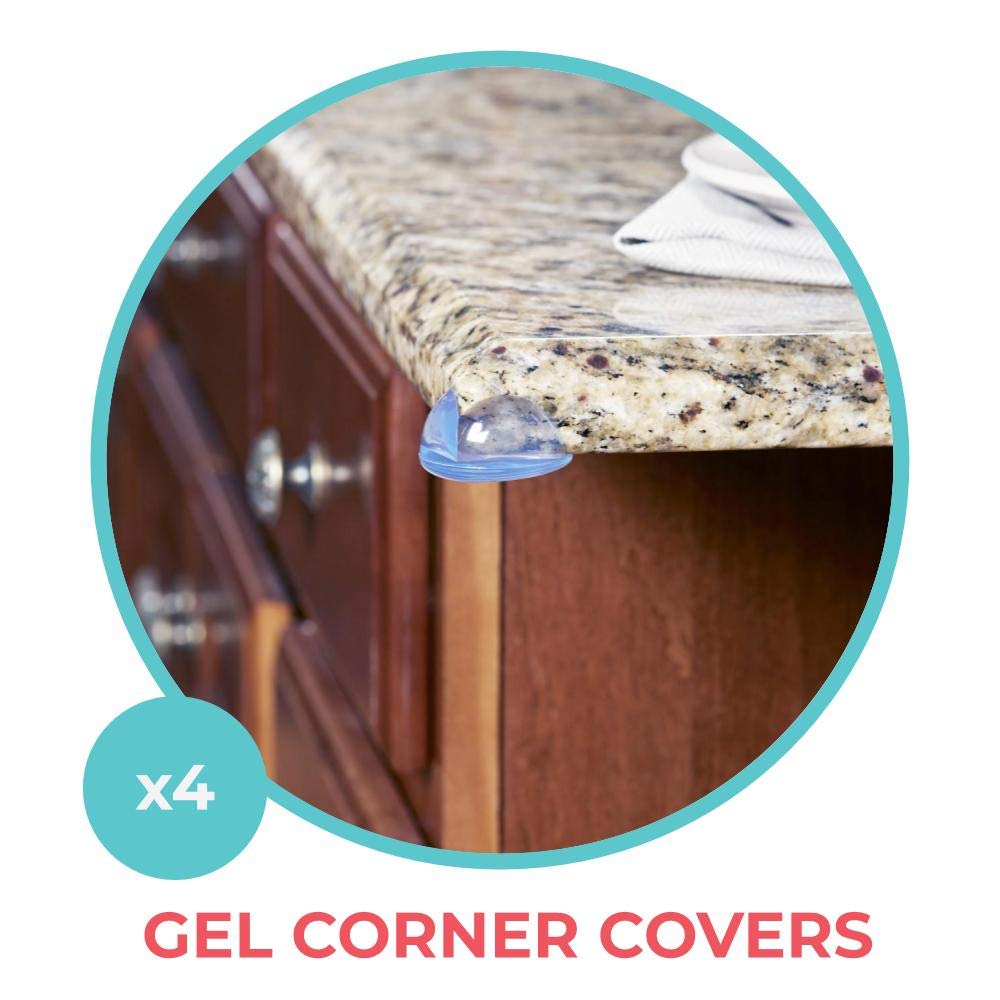 Toddleroo by North States Gel Corner Protectors | Safeguard Sharp Corners for Home Safety | Baby proofing with Confidence (4-Pack, Clear)