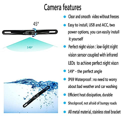 Wireless Backup Camera, Clear Picture Ultra Strong Signal Smooth Video Image Support iPhone and Android Suitable for Cars SUVs Easy to Install