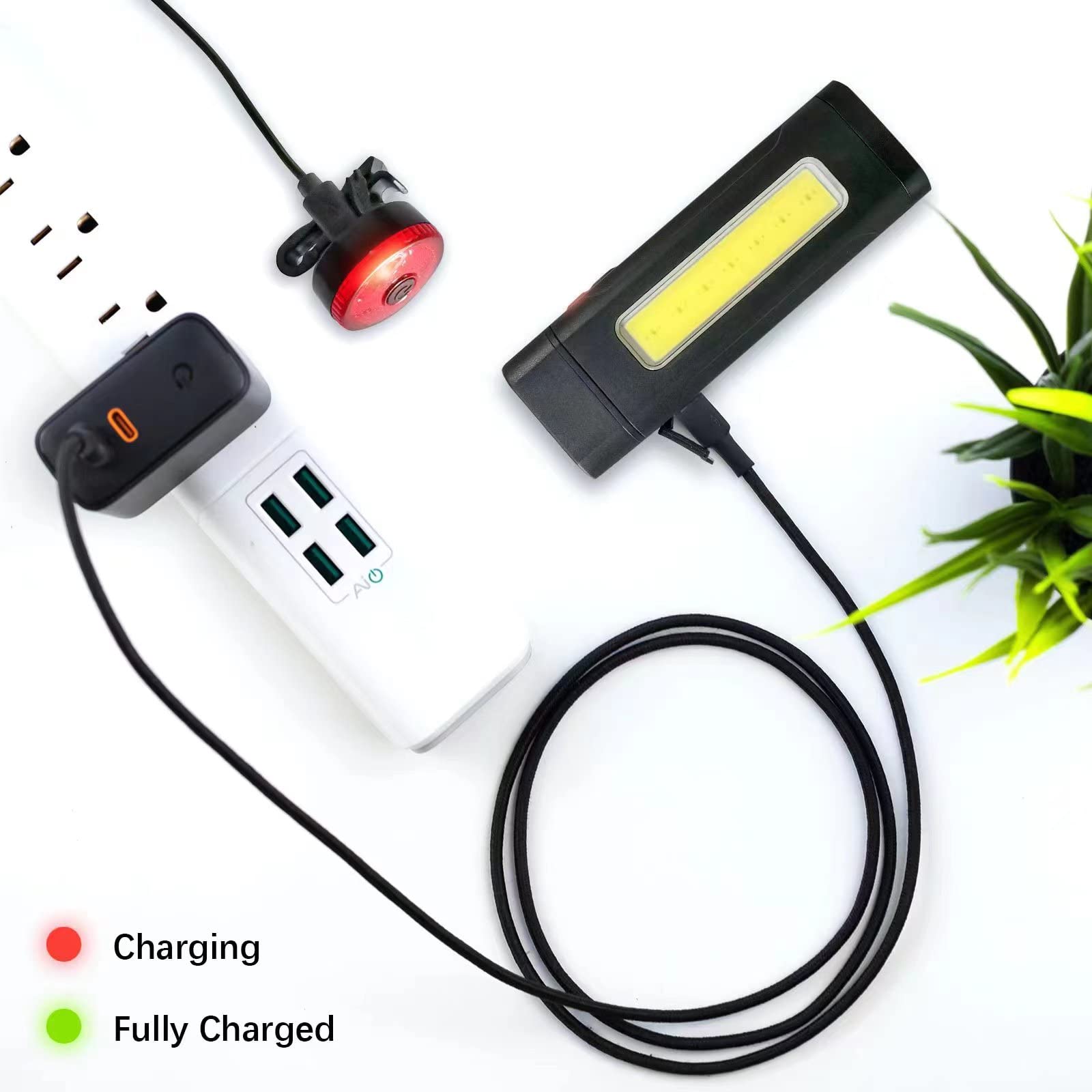 USB Rechargeable Bike Front Lights - 1000 Lumens Headlight & Tail Light Set-with COB Light- Water Resistant - Fits All Bicycles, Hybrid, Road, MTB