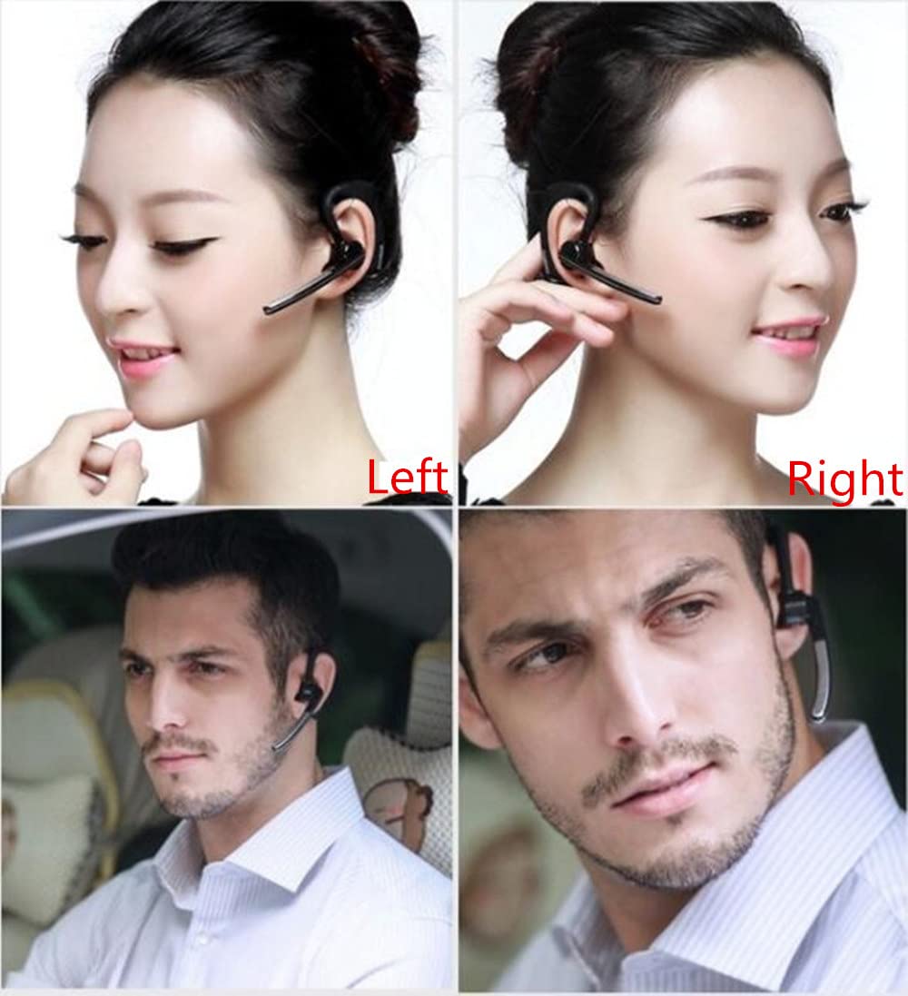 Wireless Bluetooth Headset Earpiece Business Earphones Cell Phones HD Stereo Sweatproof Headsets for Hands Free Workout 10 Hour Battery Noise Cancelling Earbuds