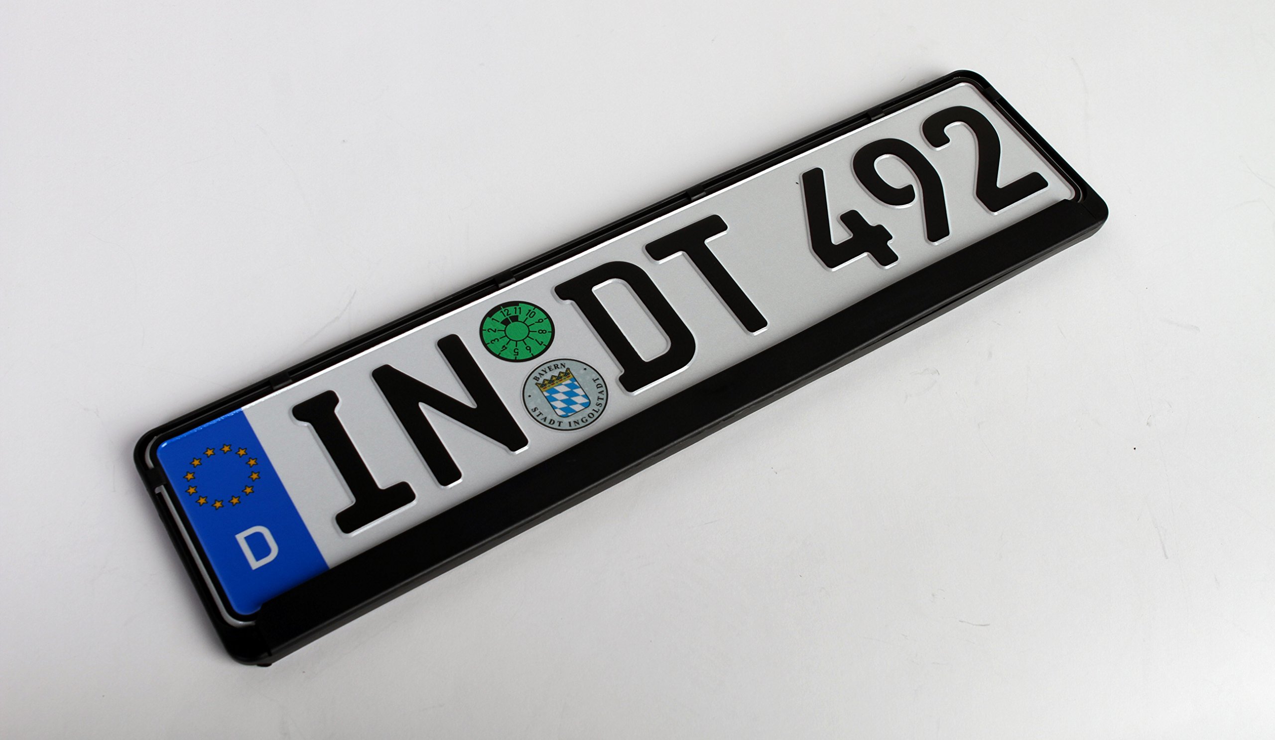Standard Black Euro License Plate Holder - Universal Mounting Frame/Bracket