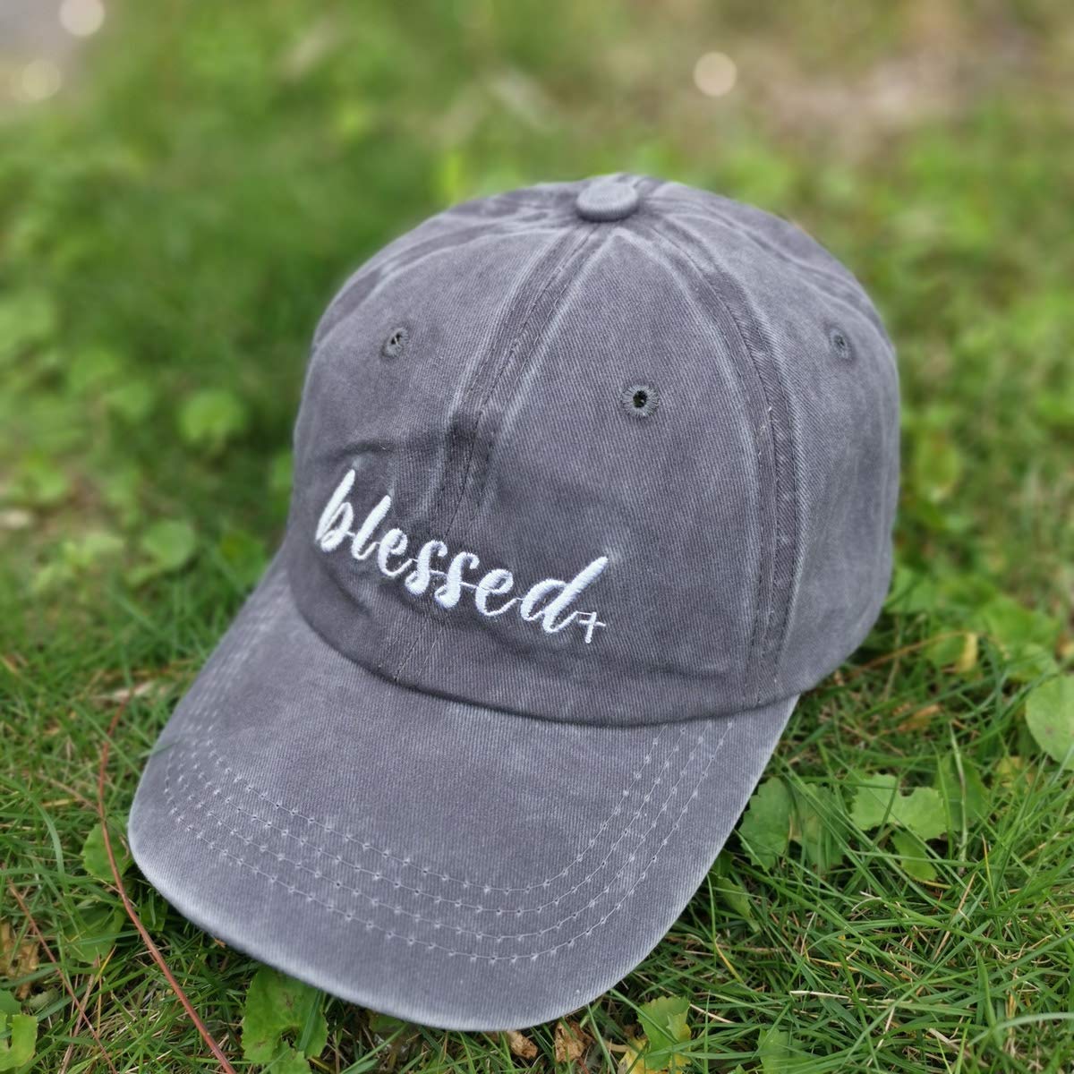 Waldeal Blessed Hats for Women, Adjustable Embroidered Faith Religious Baseball Cap Grey