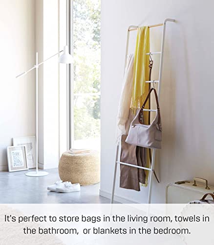 Yamazaki Home Leaning Ladder Rack, Space Saving Steel One Size White