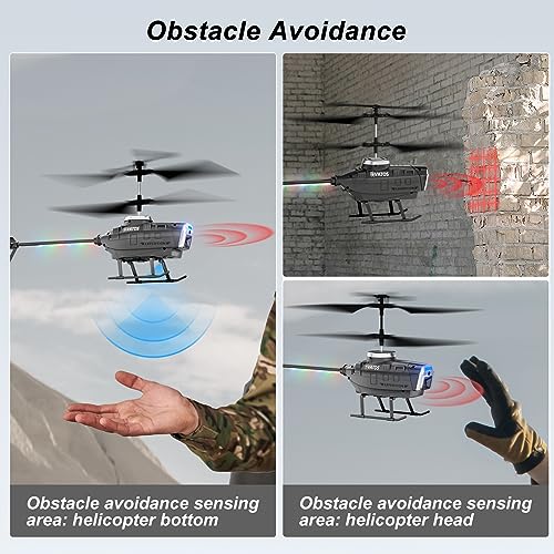 VATOS Remote Control Helicopter Obstacle Avoidance with Camera,2.4GHz 3.5CH RC Helicopter with LED Lights,Support One-Key Take Off Landing,Altitude Hold,Gyroscope,WiFi FPV Live Video for Beginners