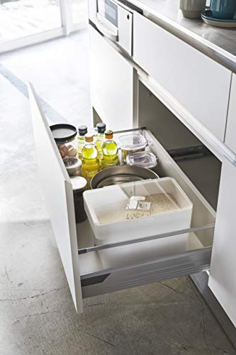 YAMAZAKI home Tower Rice Storage with Scoop Cut-Out(Includes Measuring Cup) WH Space saving, One Size, White