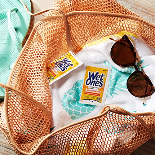 Wet Ones Antibacterial Hand Wipes Singles, Tropical Splash Wipes | Individual Wipes, Antibacterial Wipes, Hand Wipes Individually Wrapped | 24 ct. (6 pack)