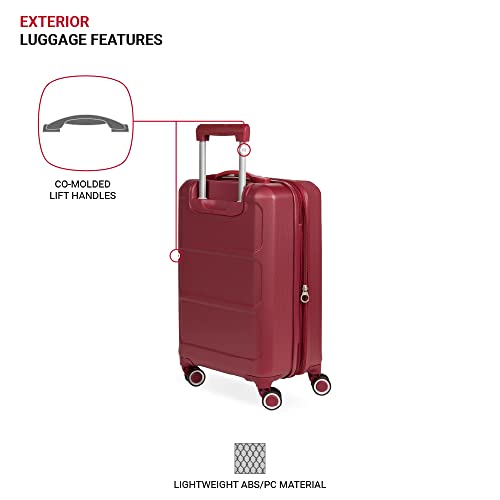 SwissGear 8090 Hardside Expandable Luggage with Spinner Wheels, Burgundy, Carry-On 20-Inch
