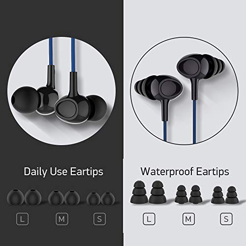 Walkercam, Underwater Swimming Headphones IPX7 Waterproof Earbuds for Swimming with 60cm Extension Cable and 6 Earplugs