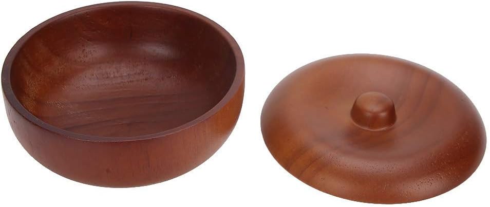 Wooden Shaving Brush Bowl with Lid for Shaving Soap & Cream, Men's Large Deep Size Bowl Pottery Cup for Manual Shaving