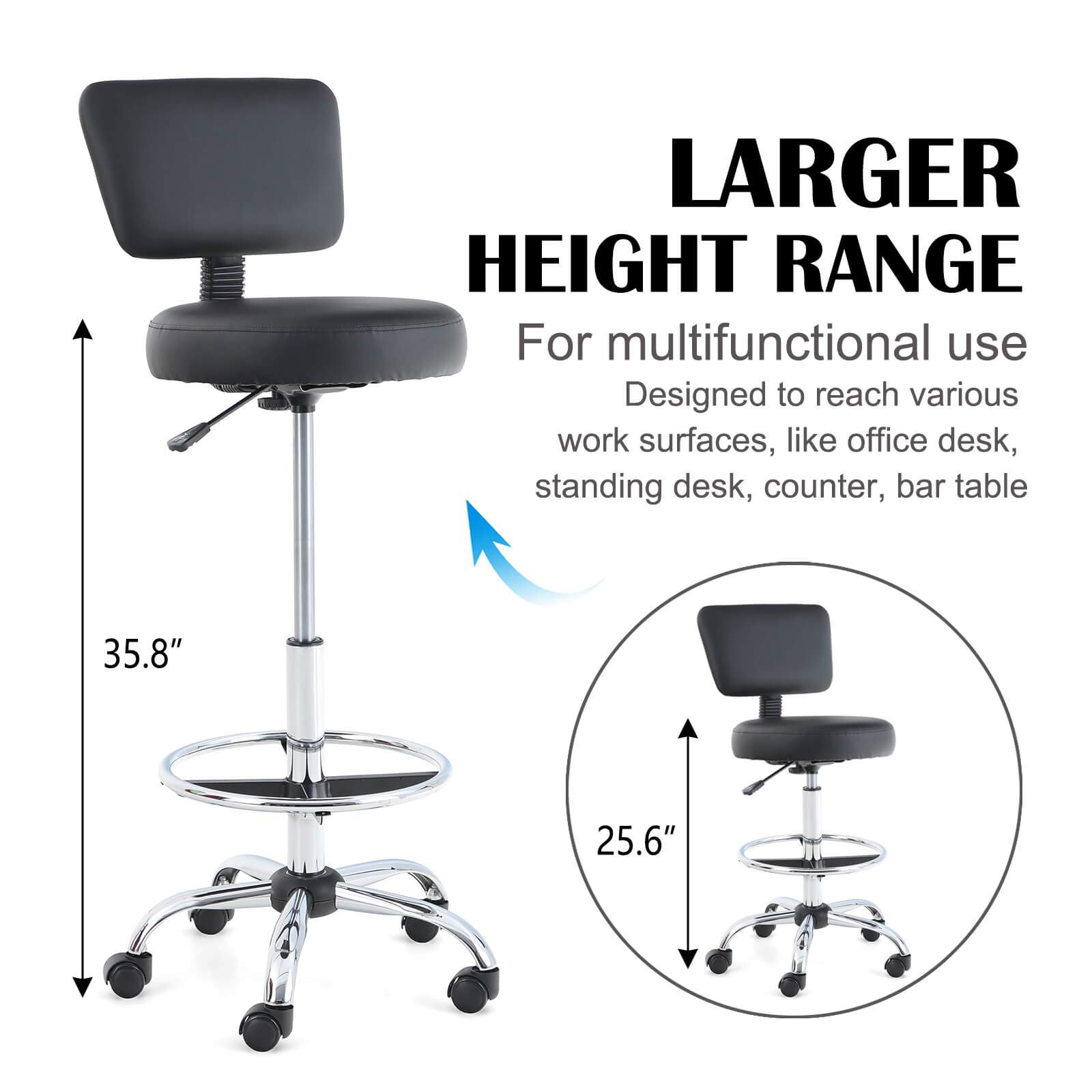 Sophia & William Office Chair Drafting Chair Swivel Round Rolling Stool Adjustable Desk Chair Mid Back Ergonomic Computer Chair with Wheels for Standing Desk, Salon, Medical, Office, Beige