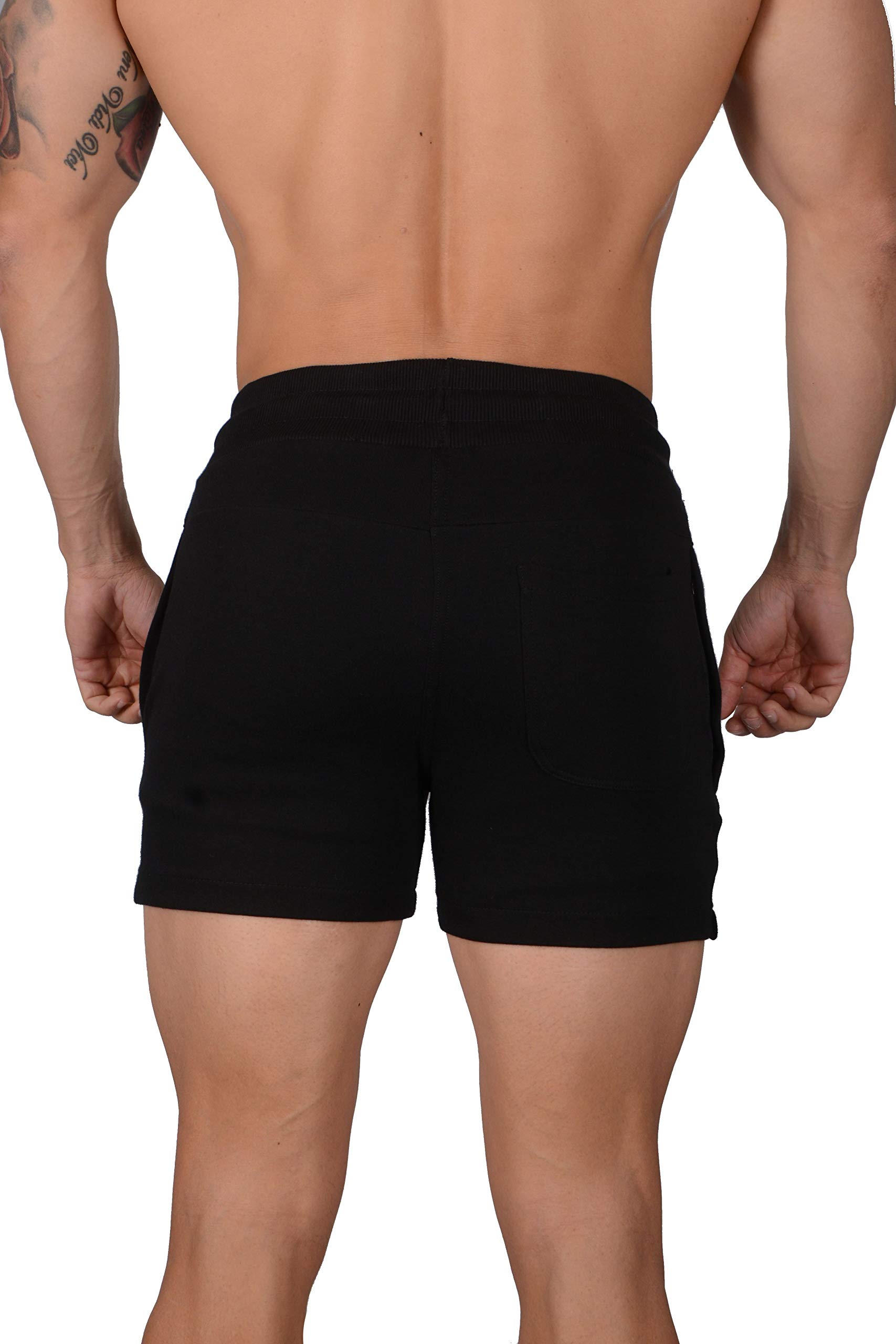 YoungLA Bodybuilding Shorts for Men | Classic Weight Lifting Shorts | Gym Workout | with Pockets 126 Bk L Black