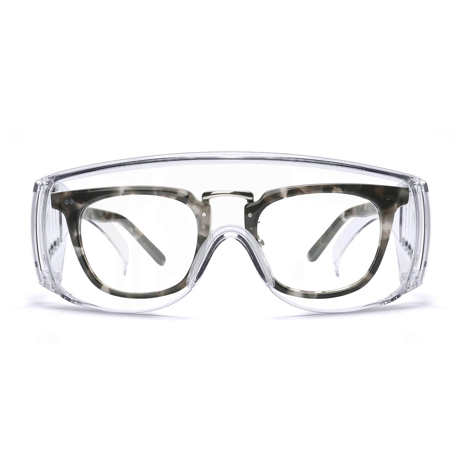 WOOLIKE Safety Goggles with Anti-fog Lens Over Glasses Goggles for Nurses Protective Goggles Clear Lens FA-04 (Transparent)