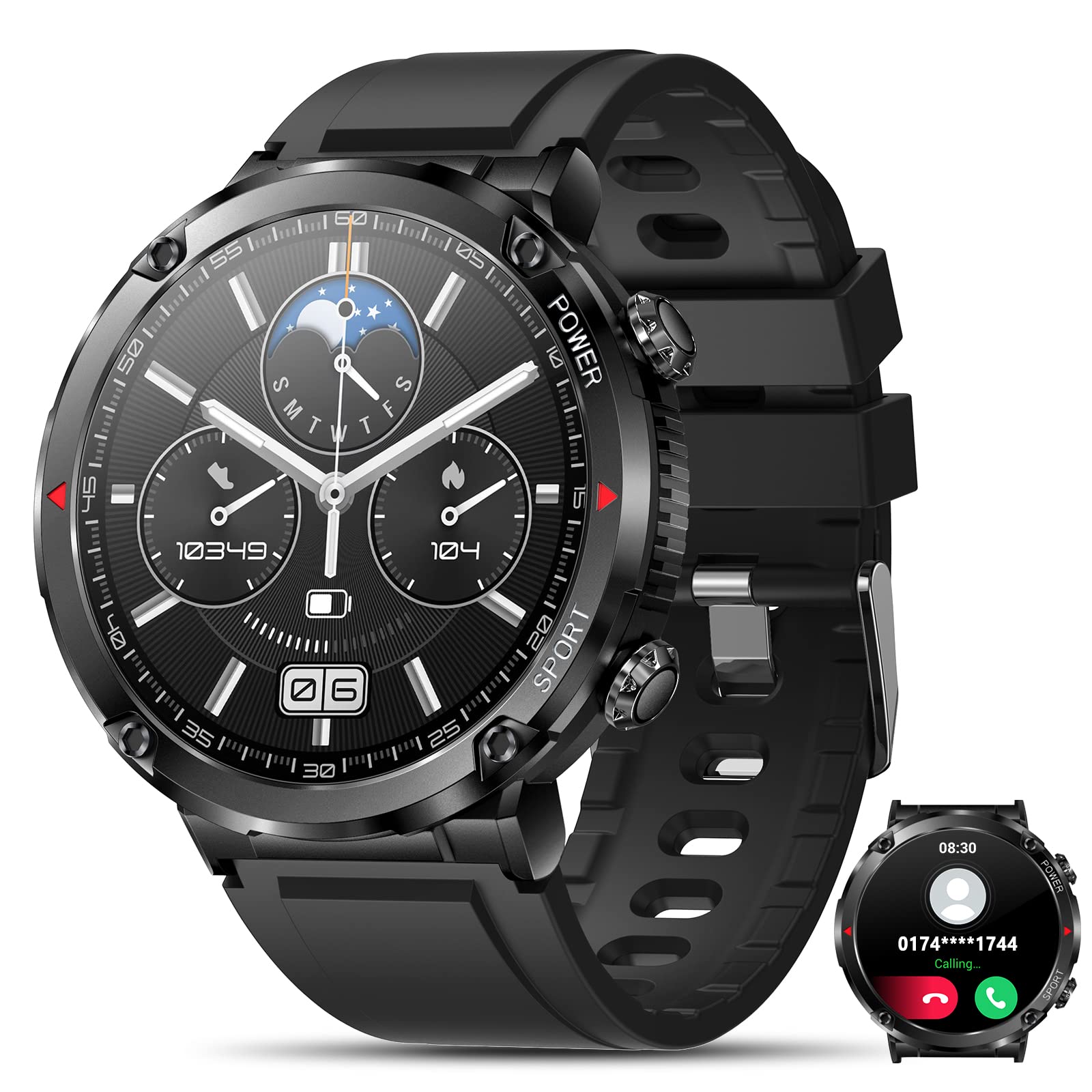 YYKY Smart Watch for Men with Bluetooth Call(Answer/Dial Calls),1.6" Ultra Large HD Display/150 Sports Modes/60 Days Long Battery Outdoor Fitness Tracker,Rugged Tactical Smartwatch for iOS Android