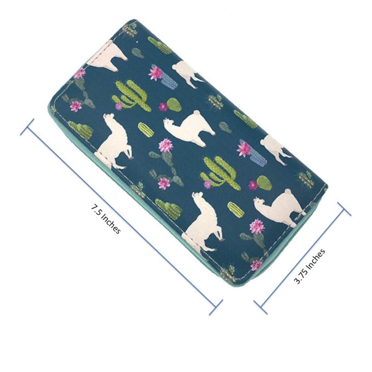 Wallet - Alpaca and Cactus Print All-In-One Faux Leather Clutch (Furry Alpaca Friends)