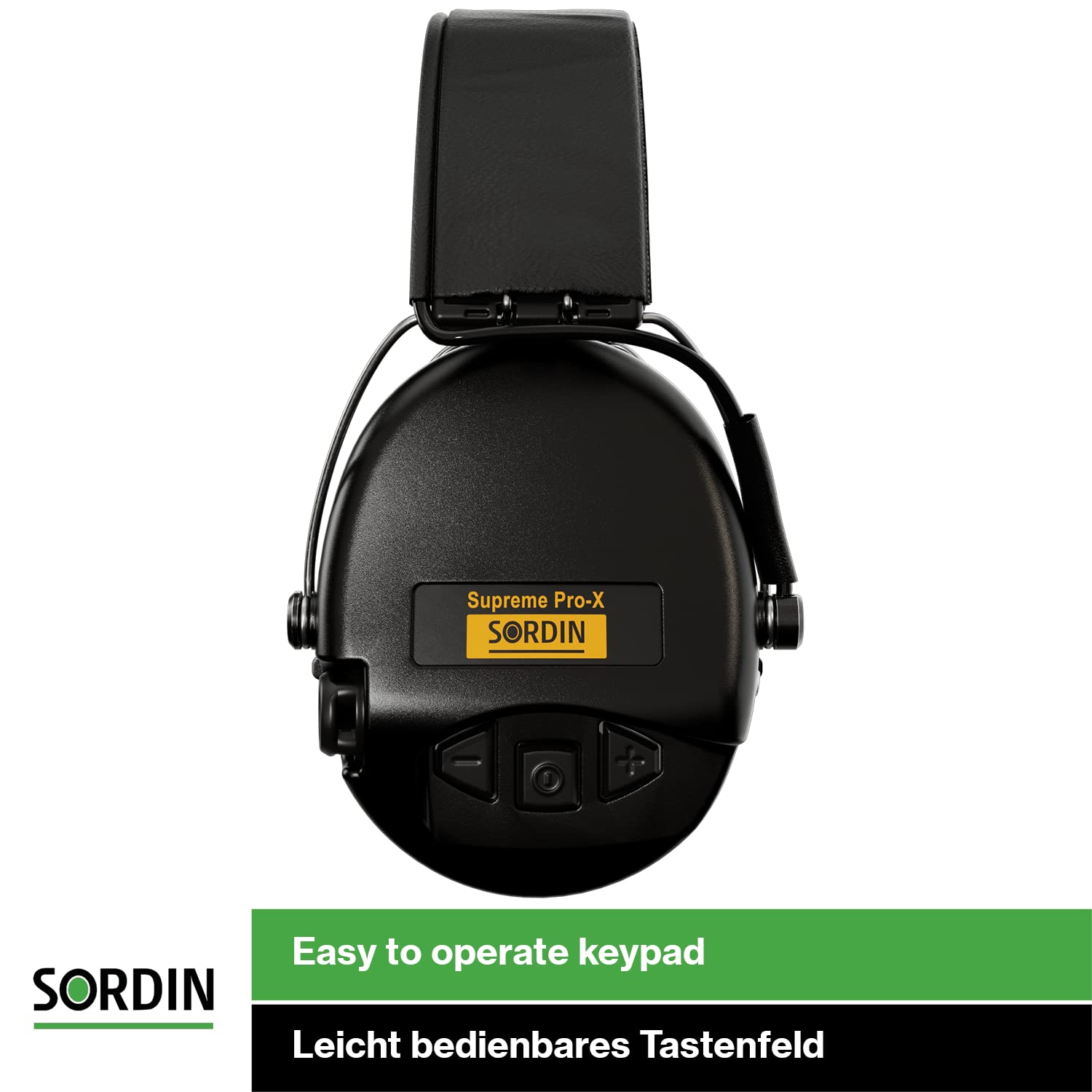 Sordin Supreme Pro-X Ear Defenders for Hunting & Shooting - Active & Electronic - Leather Band & Foam Kits - Black Ear Muffs