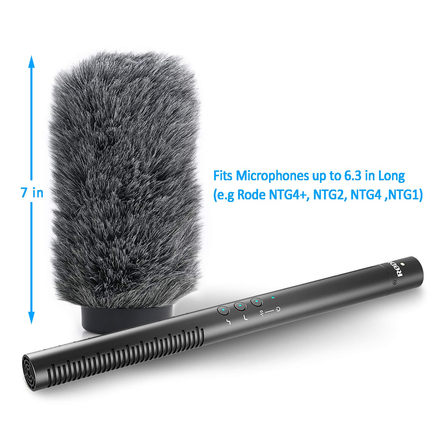 YOUSHARES NTG4+ Microphone Windscreen - Windmuff for Rode NTG4 Plus Shotgun Microphones, Windshield Up to 6.3" Long