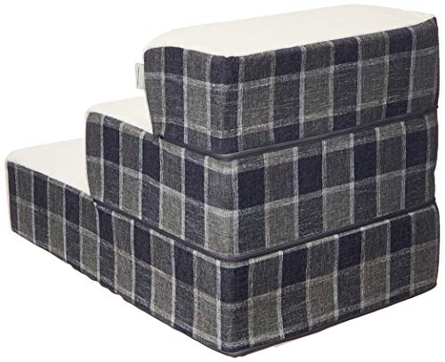 Zinus Cozy Pet Stairs/Pet Ramp/Pet Ladder/Grey Checked, Medium