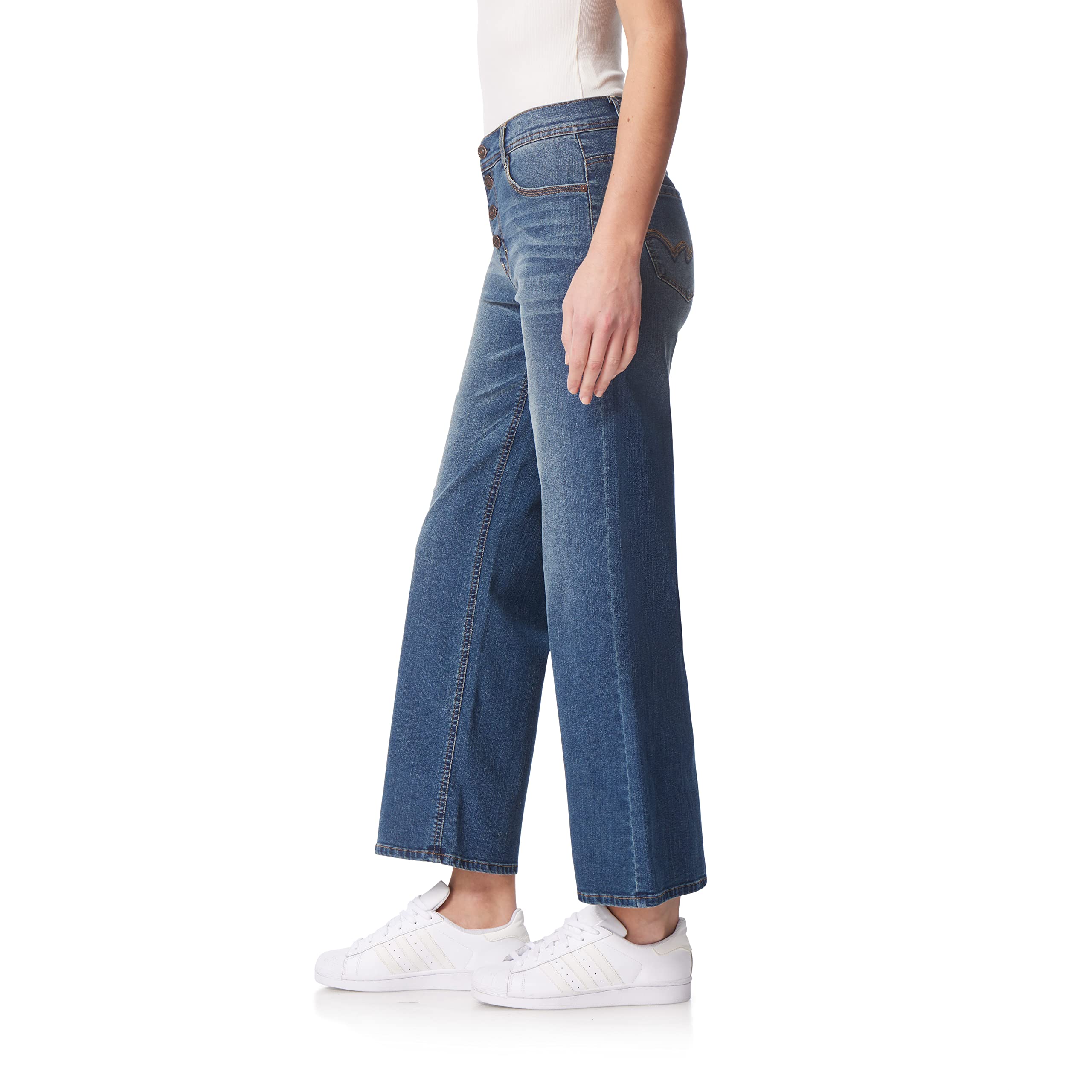 WallFlower Women's Flirty Curvy Wide Leg High Rise Insta Stretch Juniors Jeans, Xander, 0