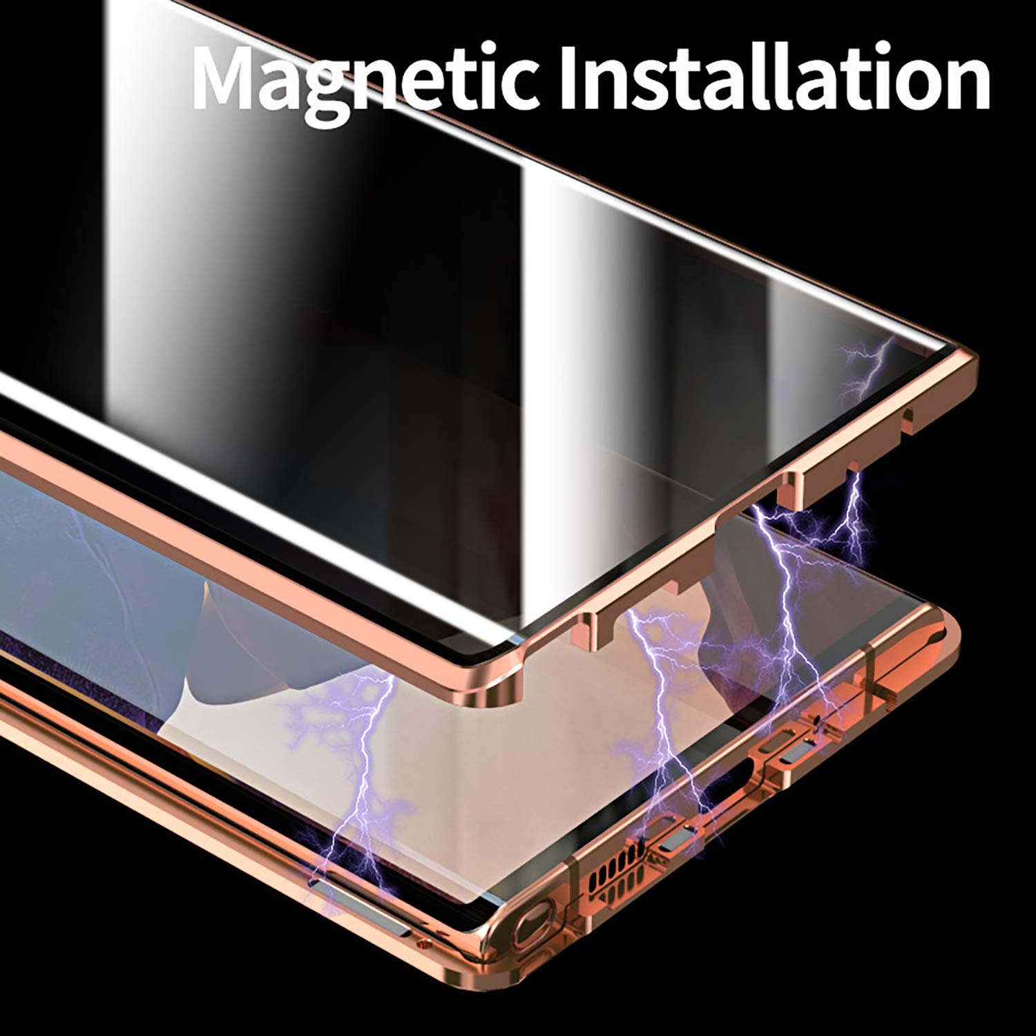 Woskko Anti-peep Case Compatible Galaxy Note20 Ultra Magnetic case, Magnetic Adsorption Double-Sided Privacy Screen Protector Case Cover for Samsung Galaxy Note20 Ultra 6.9 inch 5G 2020 (Bronze Gold)