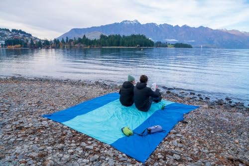 Wekapo Beach Blanket Sandproof, Extra Large Oversized 10'X 9' for 2-8 Adults, Big & Compact Sand Free Mat Quick Drying, Lightweight & Durable with 6 Stakes & 4 Corner Pockets