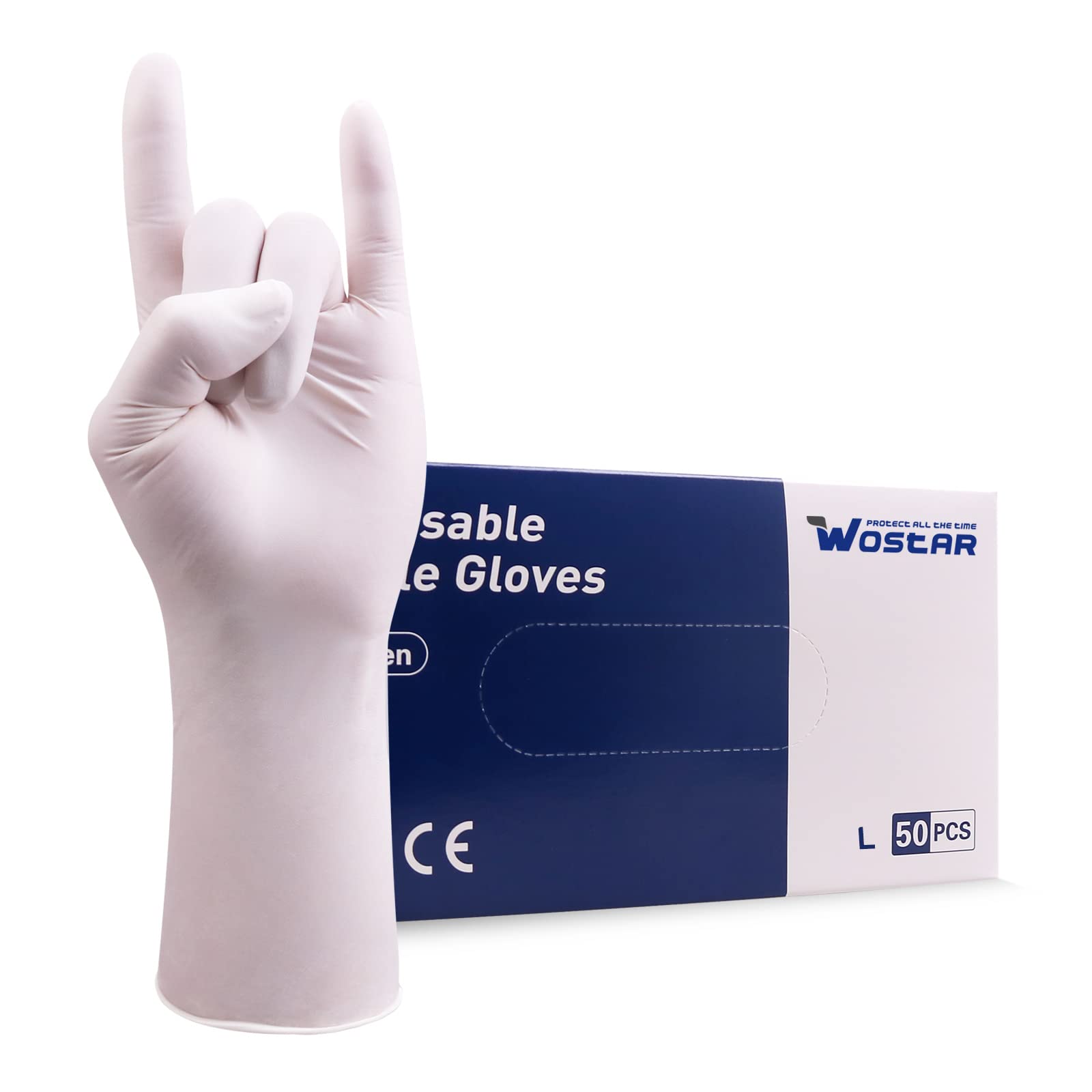 Wostar Nitrile Exam Gloves Large Powder Latex Free 4mil 50 Pcs Long 12 Inches Disposable Nitrile Gloves