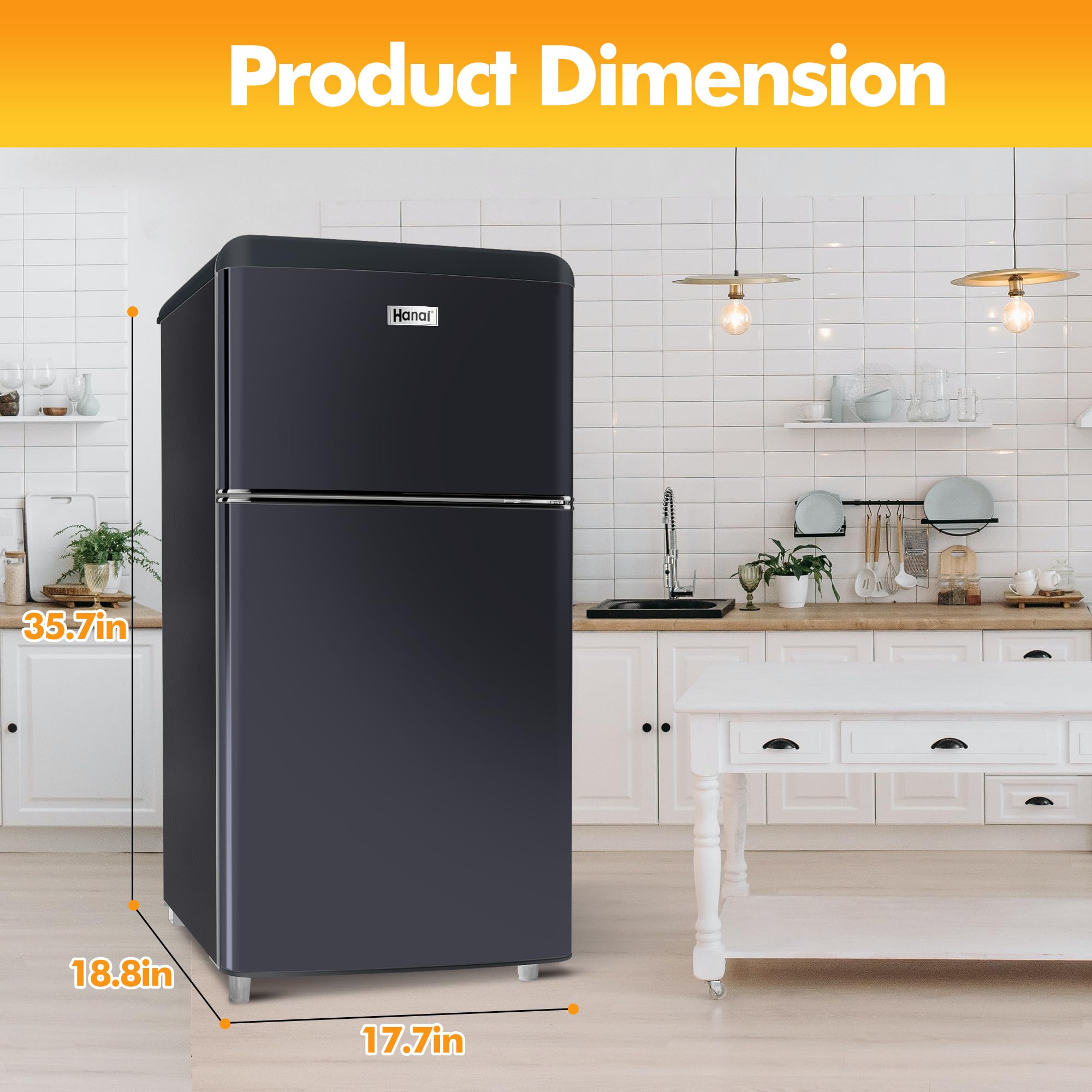 WANAI 3.2 Cu.Ft Mini Fridge Door Design Compact Refrigerator with Freezer,7 Level Adjustable Thermostat Removable Shelves Small Refrigerator for Office Dorm Apartment Black