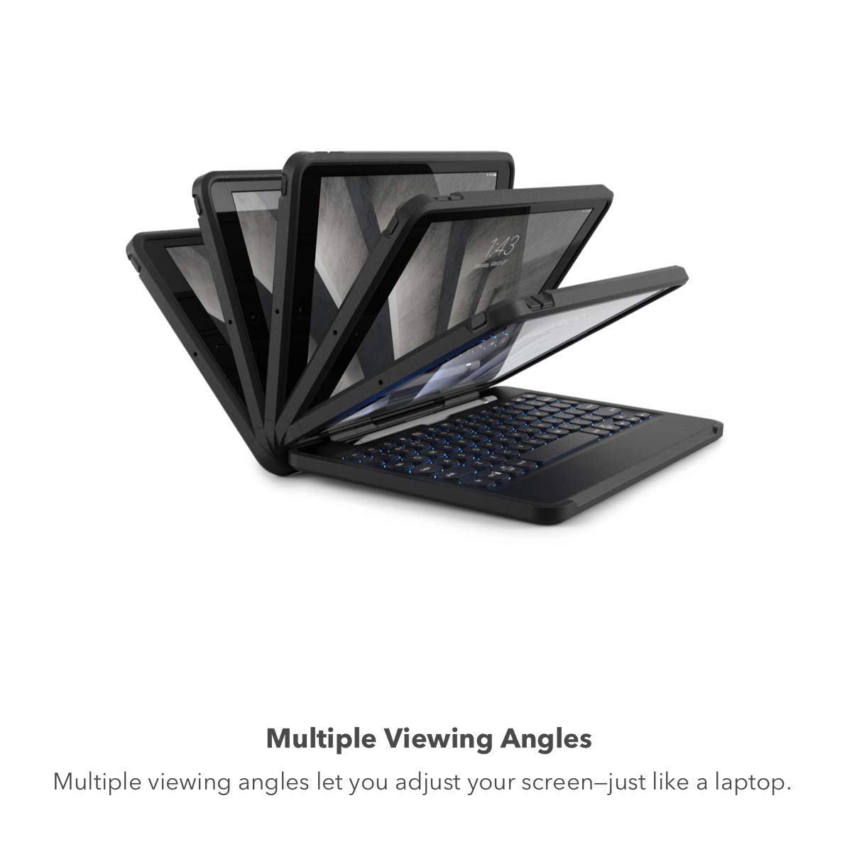 ZAGG Rugged Book iPad Case with Detachable Magnetic-Hinged Keyboard for iPad Air 3, iPad Pro 10.5" & 10.2" (9th Gen), Multi-Device Bluetooth, Apple Pencil Holder, Long-Lasting Battery, Wireless, Black
