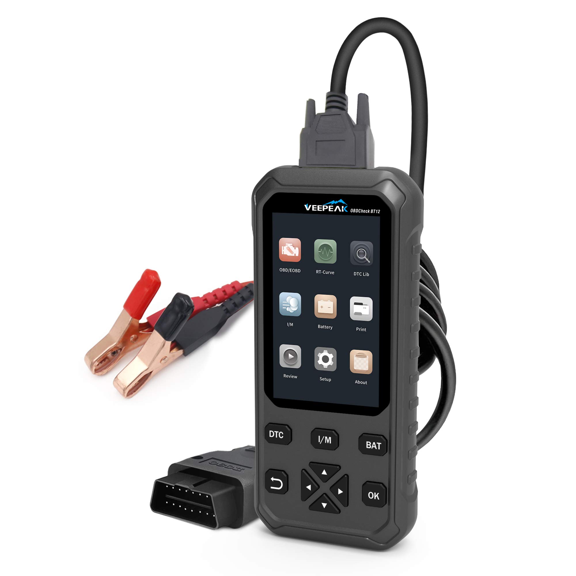 Veepeak Car OBD2 Scanner 12V Battery Tester, Auto Check Engine Code Reader & 100-2000 CCA Battery System Analyzer 2 in 1 Diagnostic Tool with Carrying Case Black