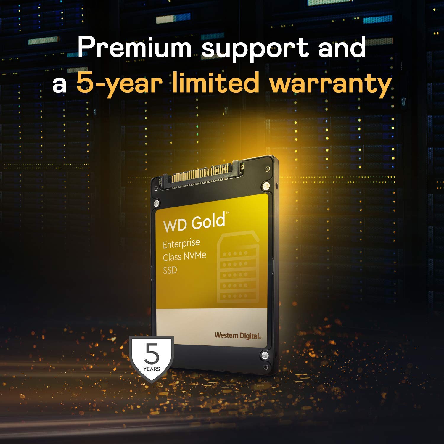 Western Digital 1.92TB WD Gold SN600 Enterprise Class NVMe Internal SSD - U.2 PCIe, 2.5"/7mm - WDS192T1D0D
