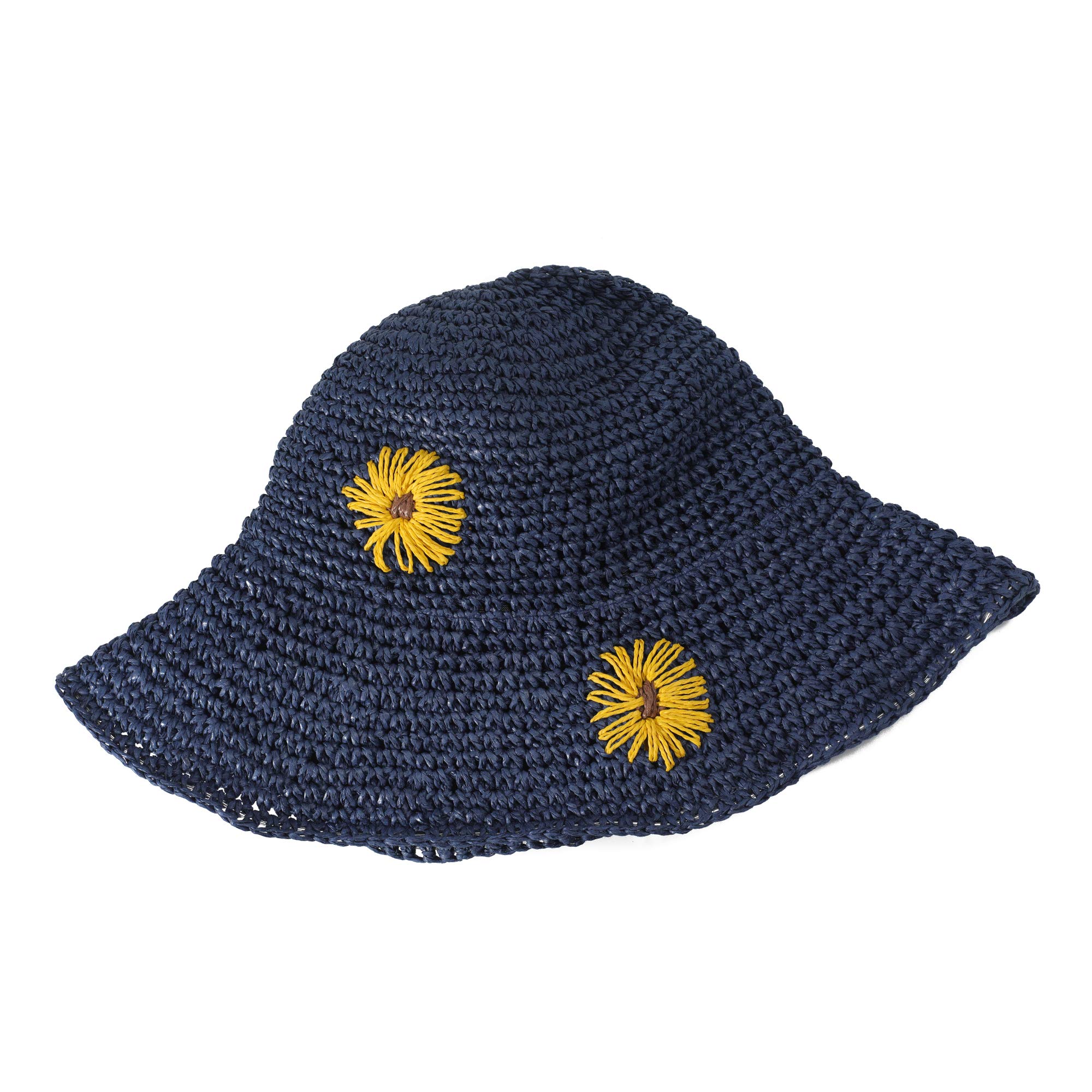 ZLYC Women Wide Brim Floppy Sun Hat Foldable Summer Straw Hat Bucket Beach Hats (Sunflower Khaki)