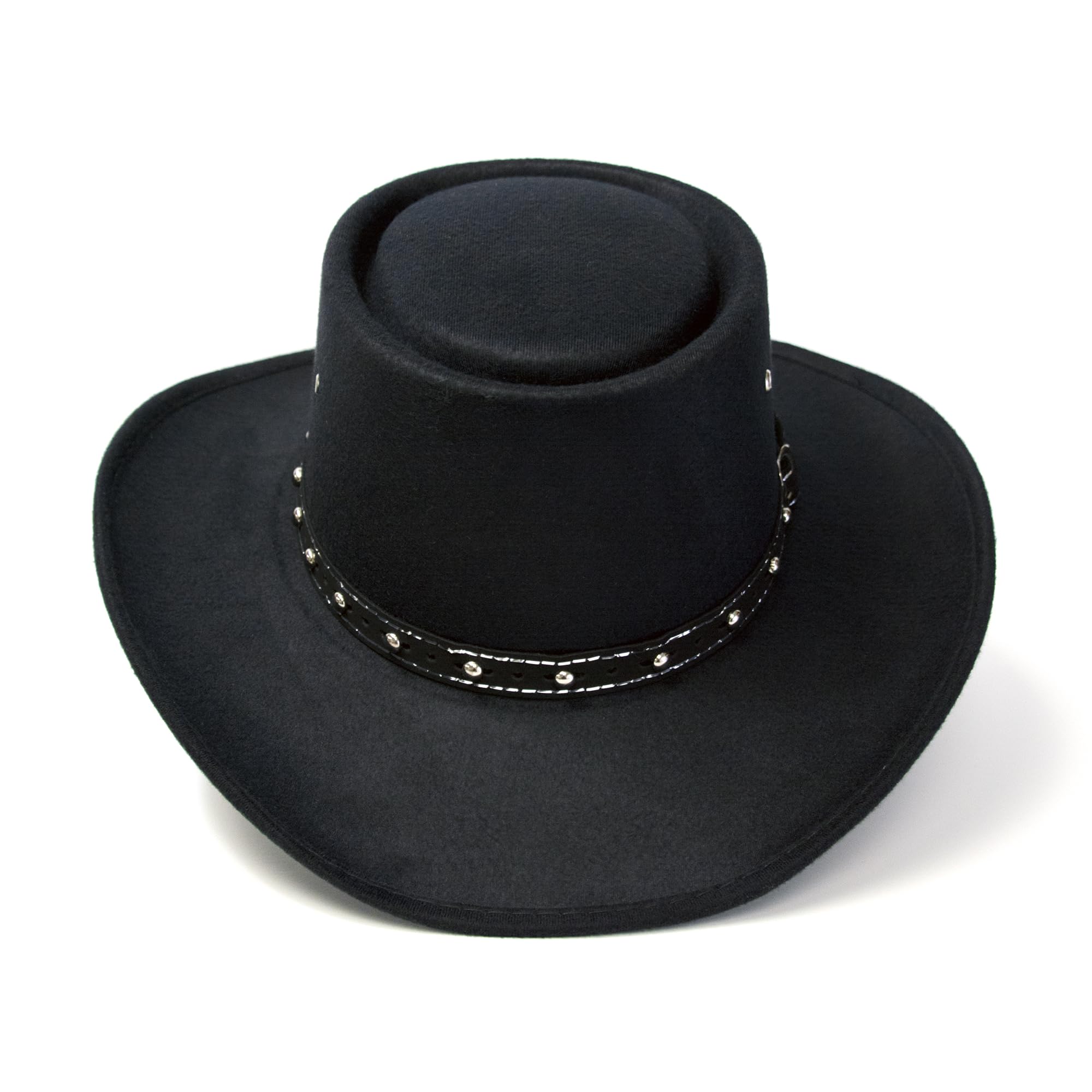 Western Express Adult's Faux Felt Gambler Cowboy Hat - Classic Black Western Style
