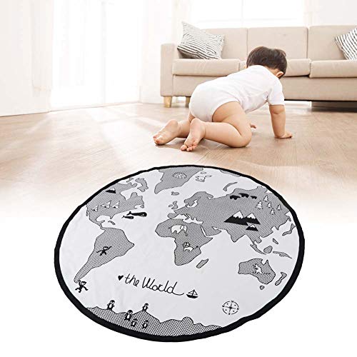 Yuehuam 53Inch Adventure World Map Pattern Circular Kid Crawling Game Mat Thicken Baby Crawling Playmat Blanket Floor Infant Child Activity Round Rug