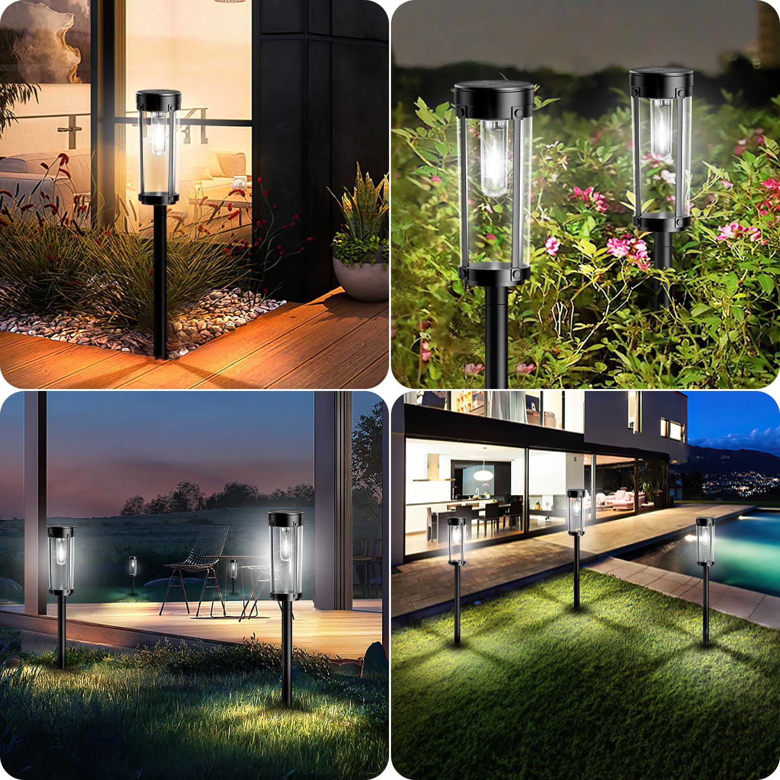 WdtPro Solar Lights for Outside Pathway 8 Pack, Super Bright Over 12 Hours Solar Walkway Driveway Lights, Waterproof Outdoor Solar Lights for Yard Garden Path Patio (Cool White)