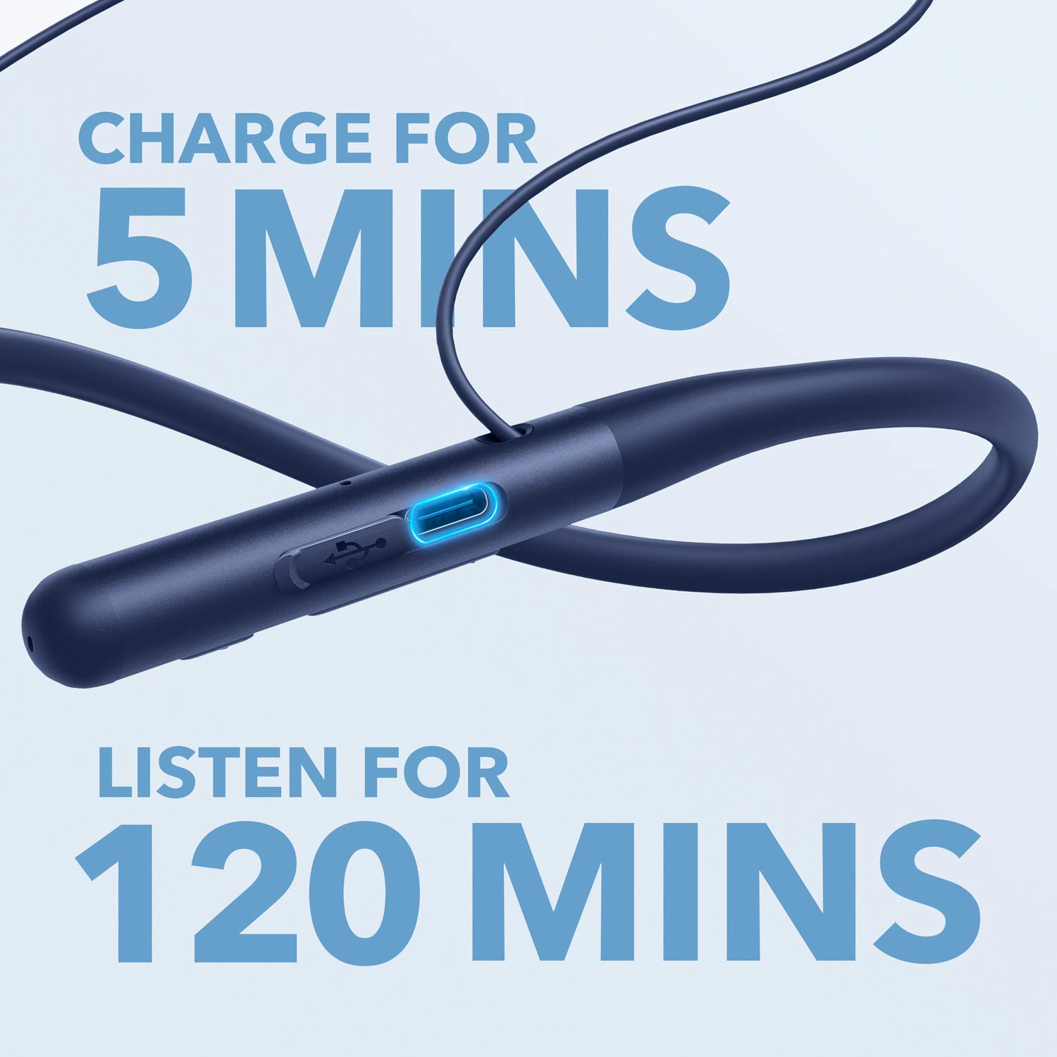 Soundcore Anker Life U2 Bluetooth Neckband Headphones with 24 H Playtime, 10 mm Drivers, Crystal-Clear Calls with CVC 8.0, USB-C Fast Charging, Foldable & Lightweight Build, IPX7 Waterproof