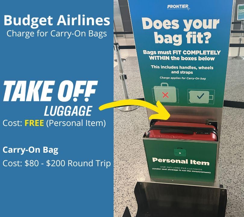 Take OFF Luggage 18 Inch Personal Item Removable Wheels Suitcase 2.0 Converts from Carry-On into Under the Seat Luggage and fits Sizers 18x14x8 Inches