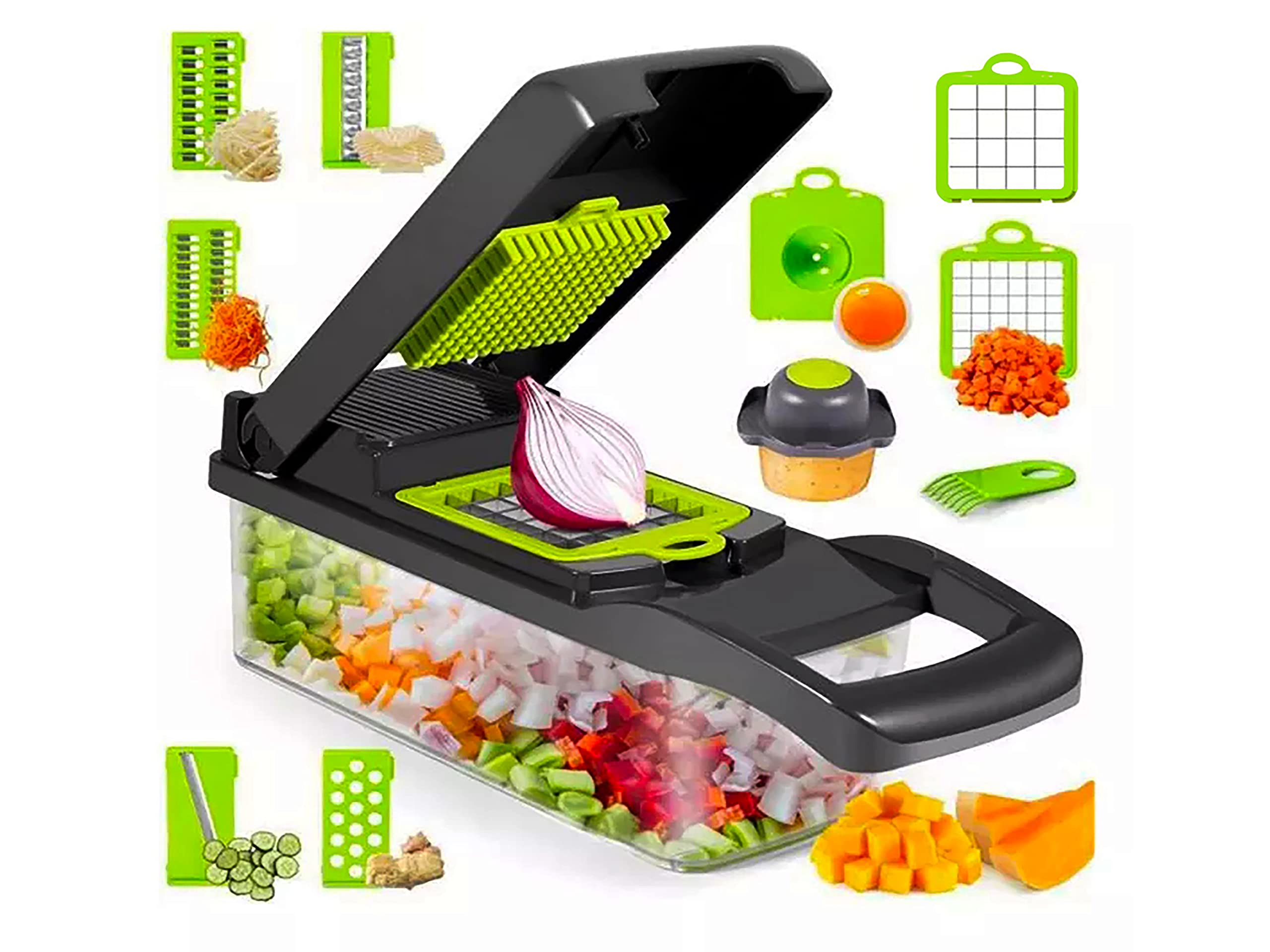 Vegetable Chopper, ideal for cutting and dicing fruits and vegetables slicer dicer cutter versatile veggie chopper with 8 blades and attachments onion cutter