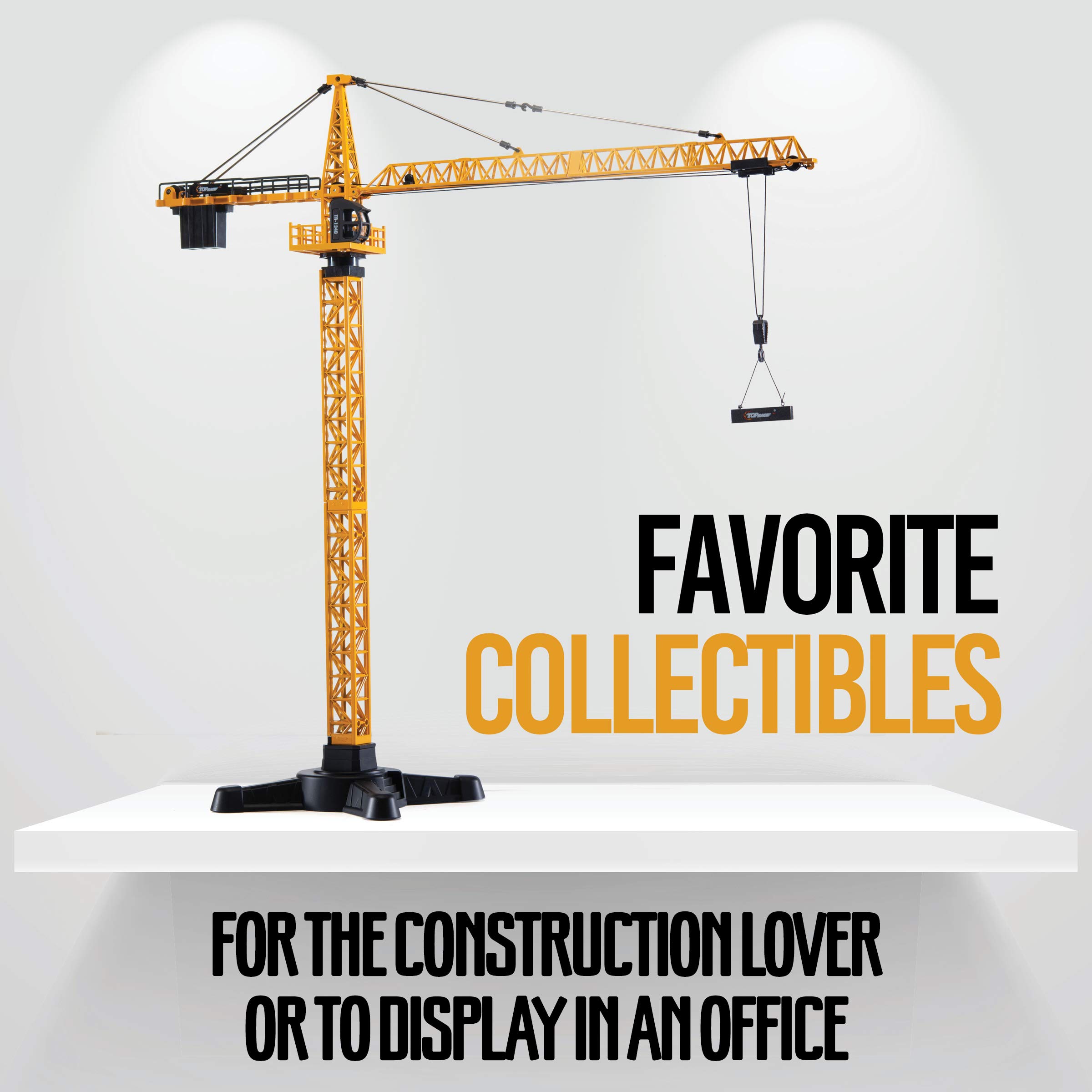 Top Race Metal Diecast Tower Crane Metal Construction Vehicles Model Toy for Kids and Adults 1:50 Scale (TR-134D)
