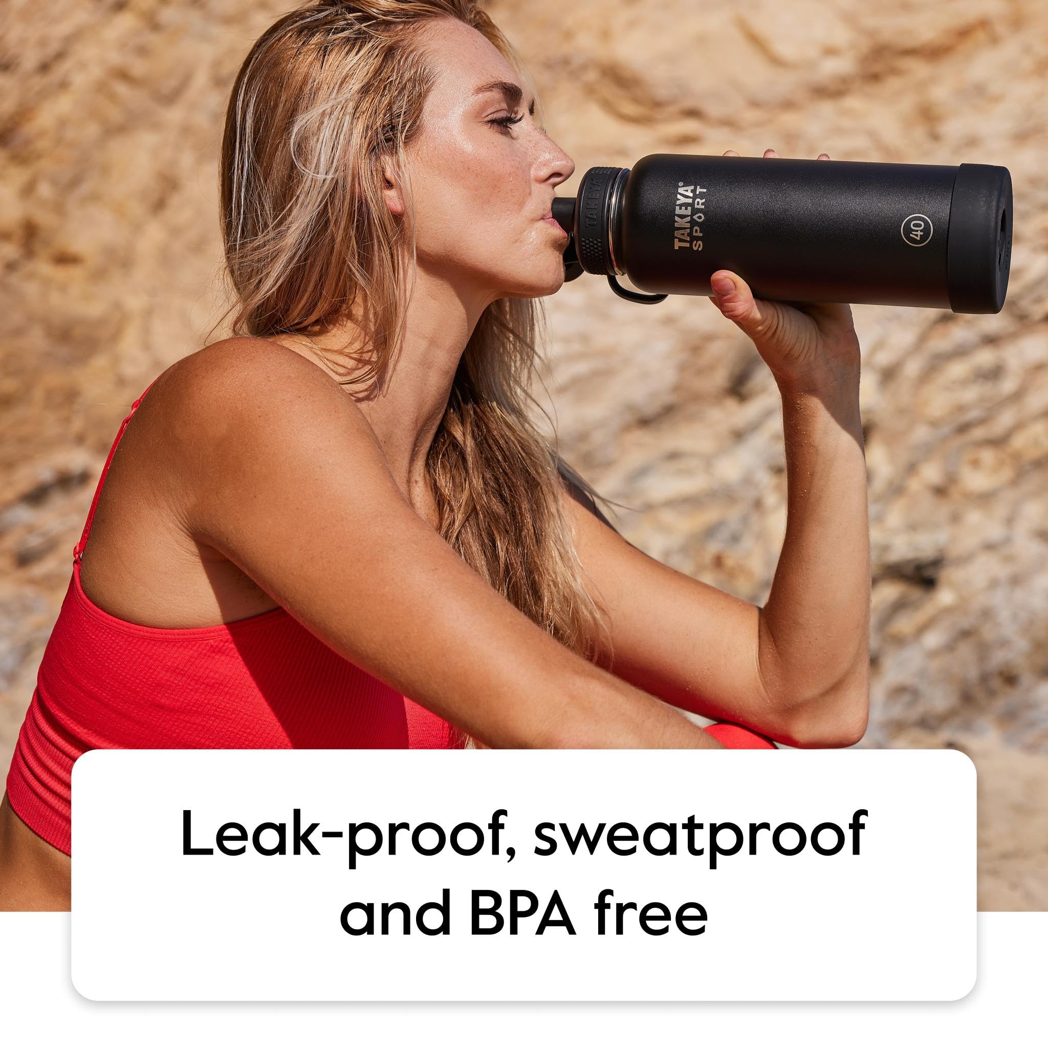 Takeya Sport 32 oz Triple Wall Insulated Stainless Steel Water Bottle With Ice Blocking Spout Lid, Unmatched Quality, 26+ Hours Cold, Pink Sweep