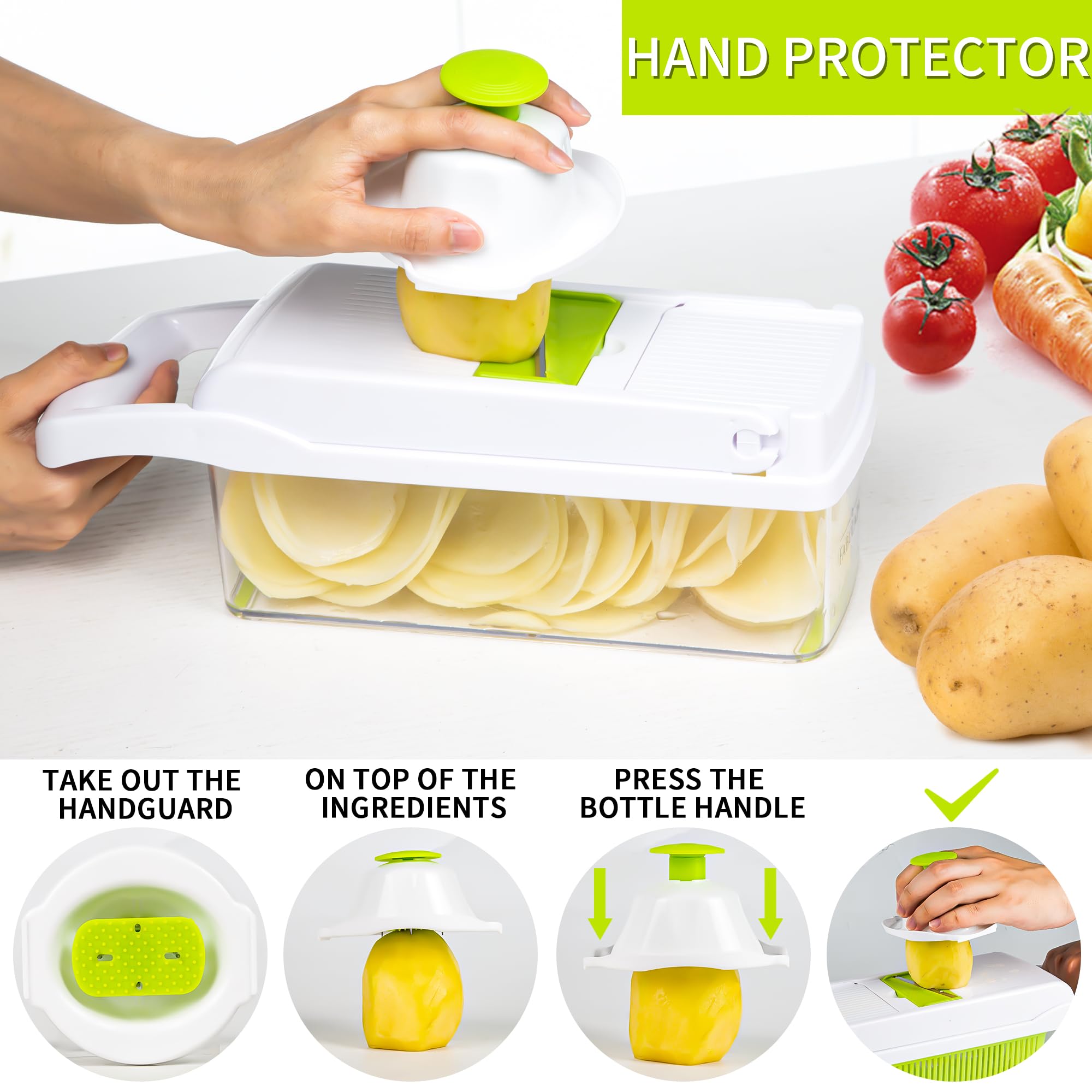 Vegetable Chopper, 15 in1 Vegetable Slicer Onion Mincer Cutter, Dicer Egg Slicer, Mandoline Slicer, Onion Cheese Fruit Cutter, Grape Vegetable Dicer, Food Processor Kitchen Gadget with Container