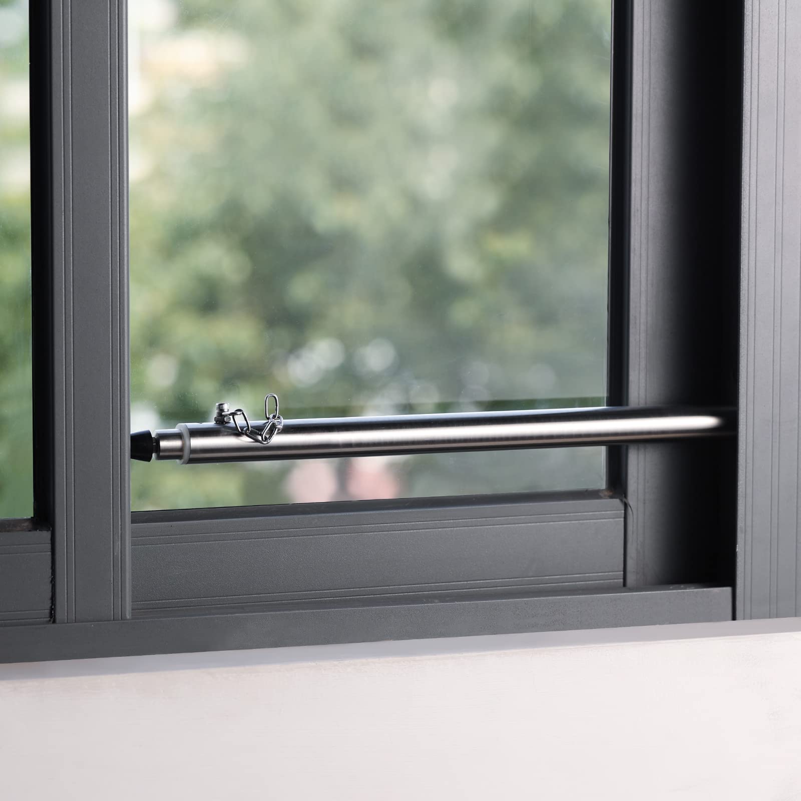 TURBRO Adjustable Window Security Lock Bar, Sliding Door Jammer, Extendable from 15.5" to 29" for Sliding Windows with AC Unit Installed, Stainless Steel