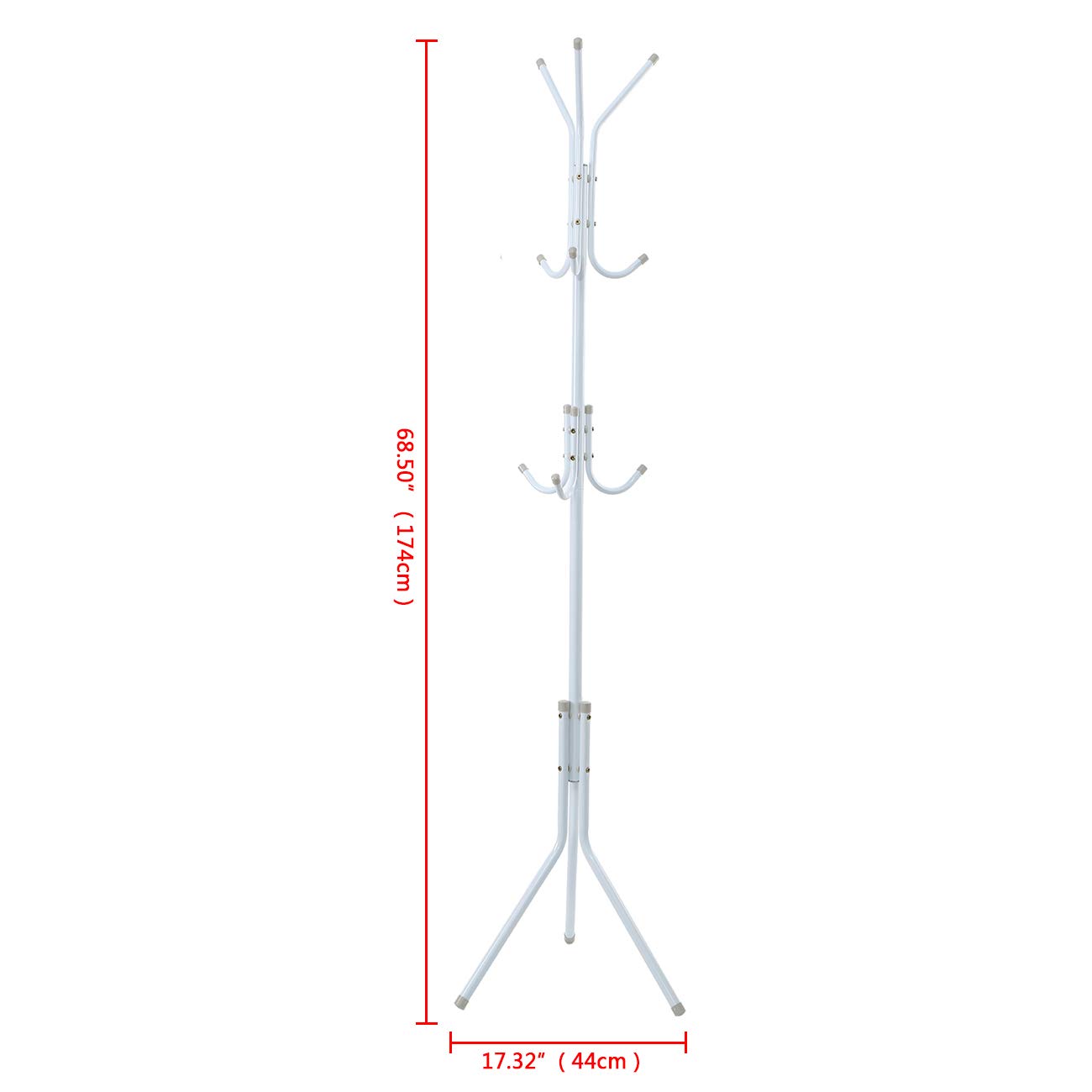 Yunge 3 Tiers Stylish-Standing Coat Rack, Coat Tree Hat Hanger Holder 9 Hooks for Jacket Winter Scarf Umbrella Practical Tree Stand Metal Organizer, White