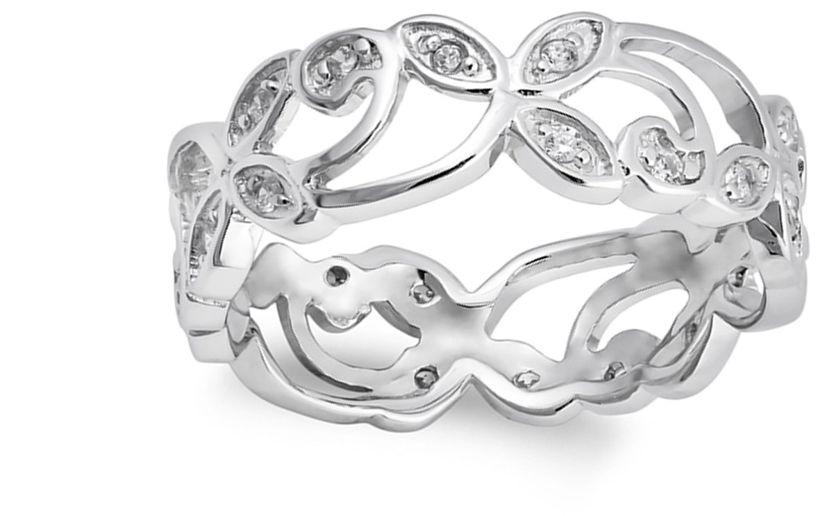 White CZ Stackable Filigree Flower Ring New .925 Sterling Silver Band Size 7