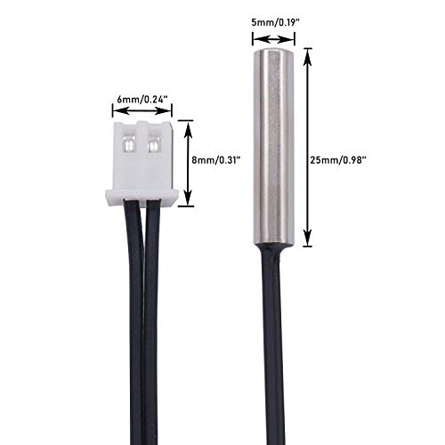 Twidec/5Pcs NTC 10K 3950 Ohm Waterproof Temperature Sensor Probe Stainless Digital Thermal Sensor Probe Cable Length 3M